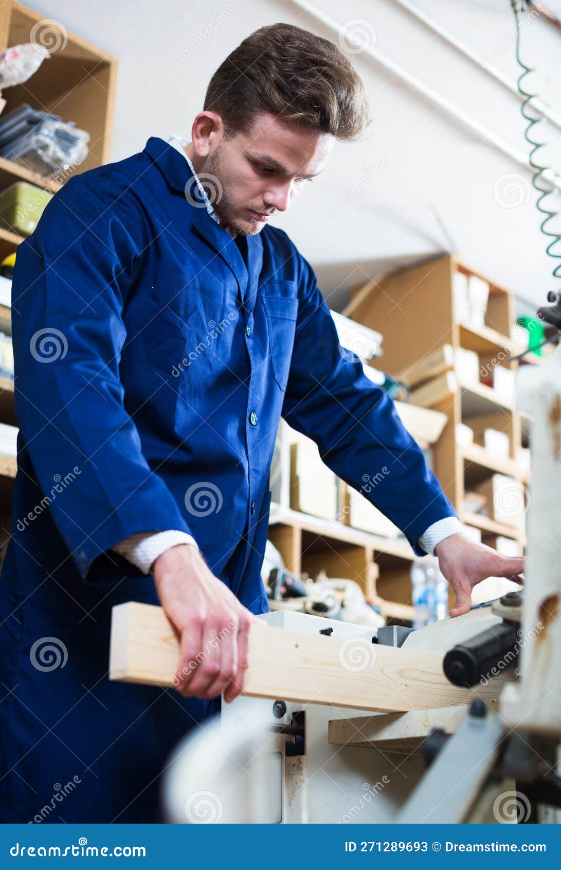 Man Processing Plank at Workshop Stock Image - Image of plank ...