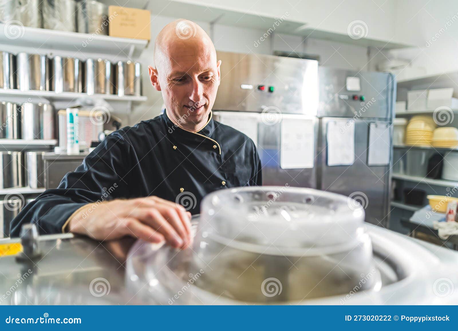 Man Professional Controlling Dairy Inside a Pasteurizer in a Production ...