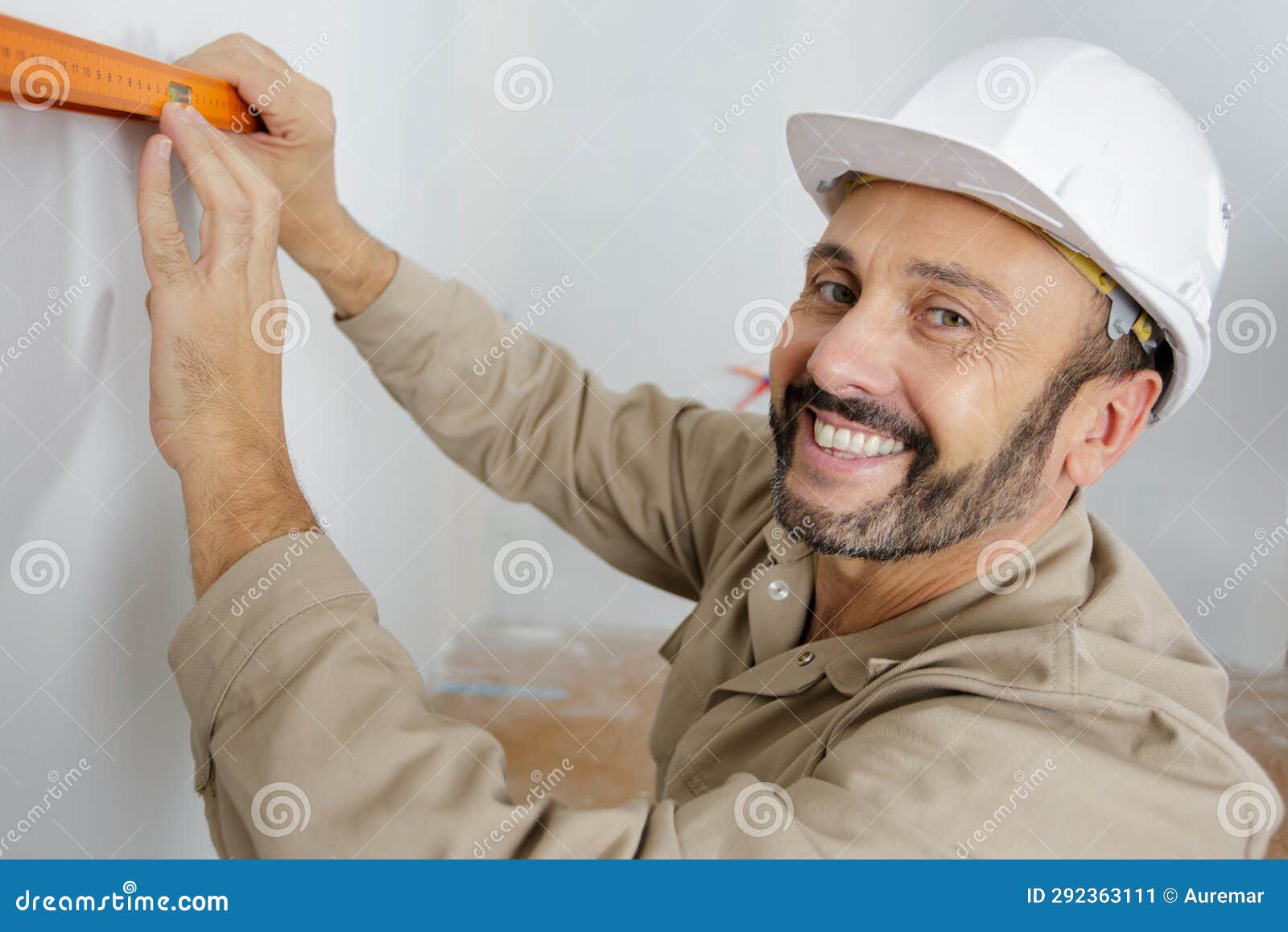 Man with Professional Level Tool Stock Image - Image of precision ...