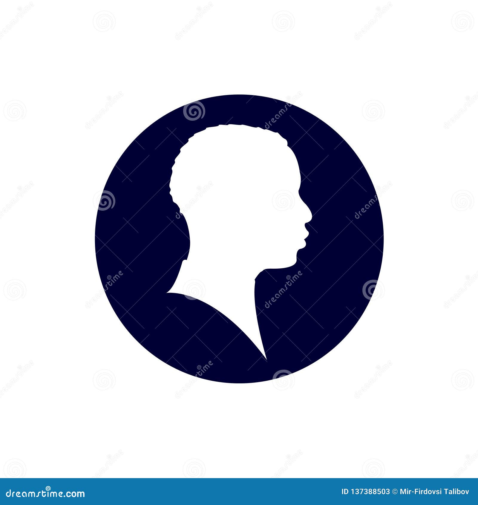 Man Profil Silhouette. Vector Illustration. Man Icon in Round Stock ...