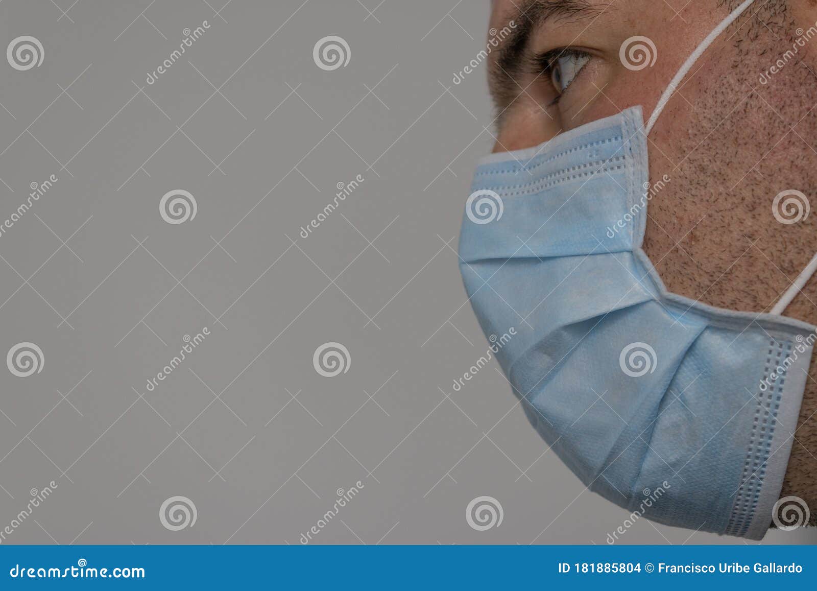 Man in profile with mask stock photo. Image of background - 181885804