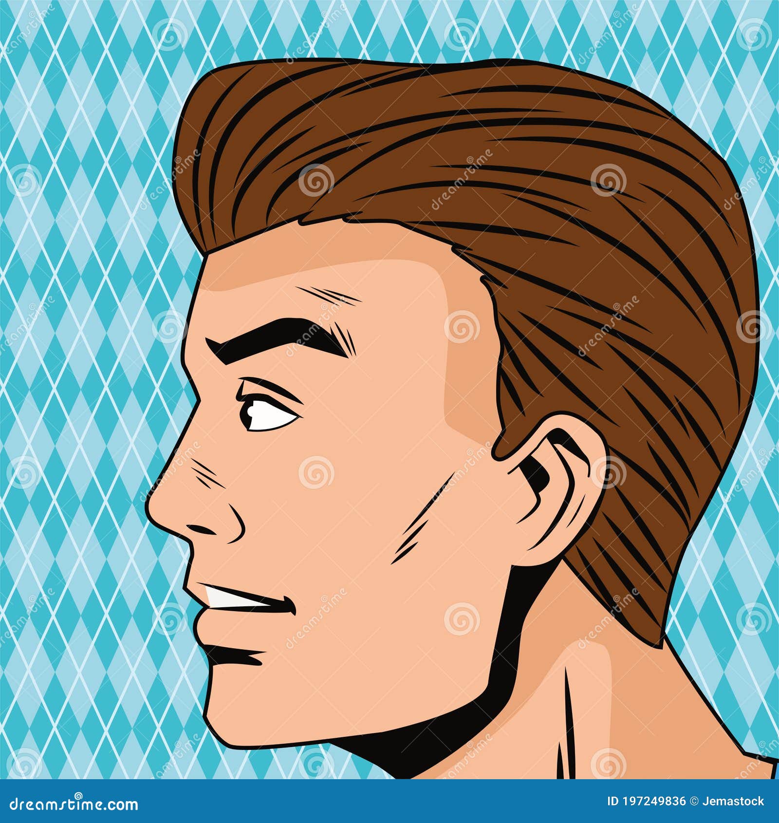 Man Profile Pop Art Style Character Stock Vector - Illustration of head ...