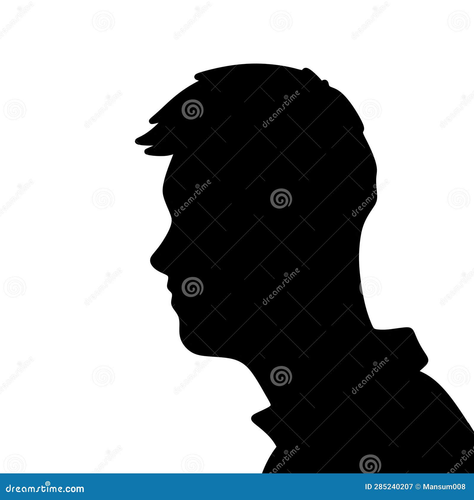 Man in Profile Silhouette, Profile View Stock Illustration ...