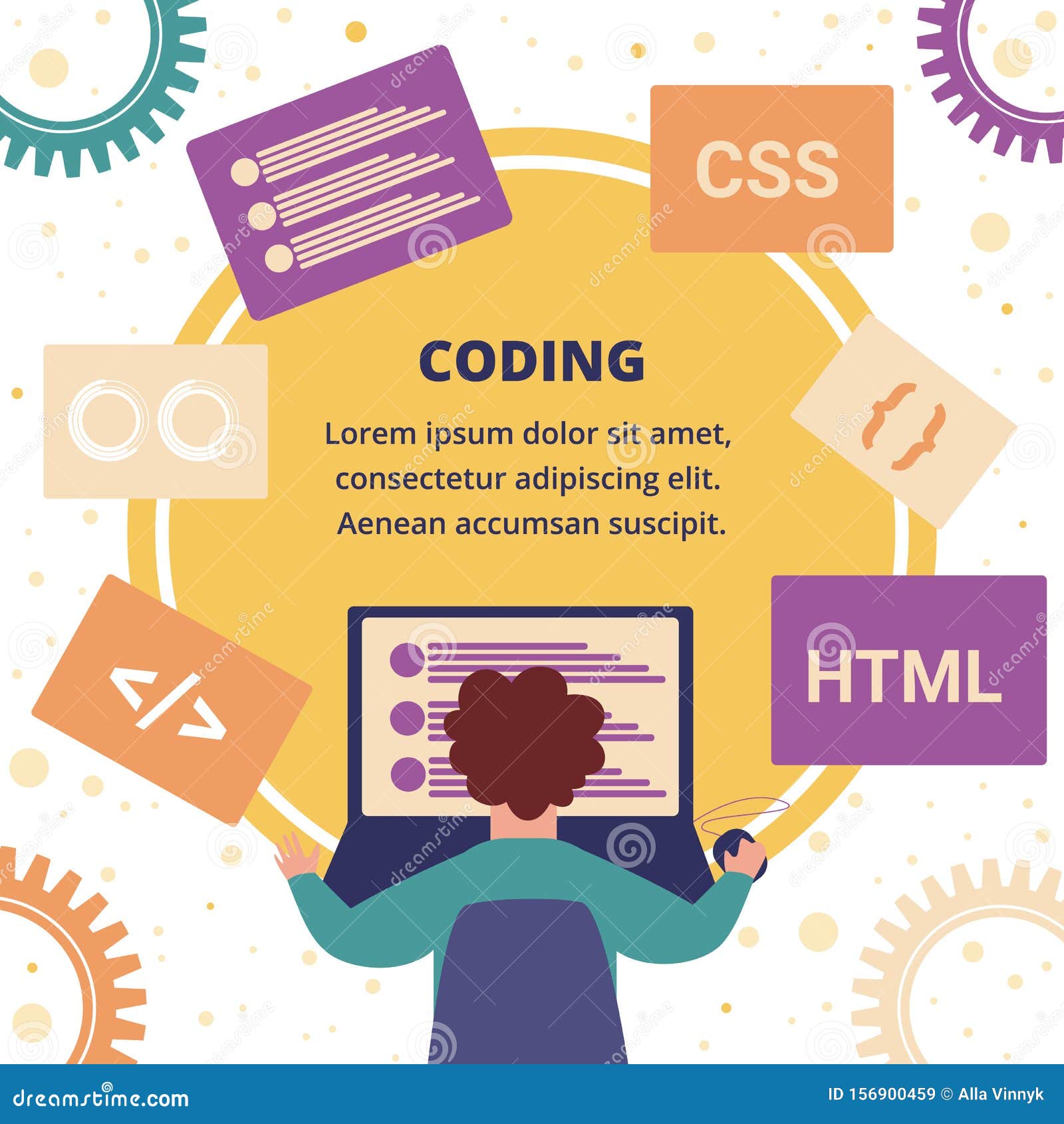 Man Programmer Designer Project Css Html Coding Stock Vector Illustration Of Menu Layer