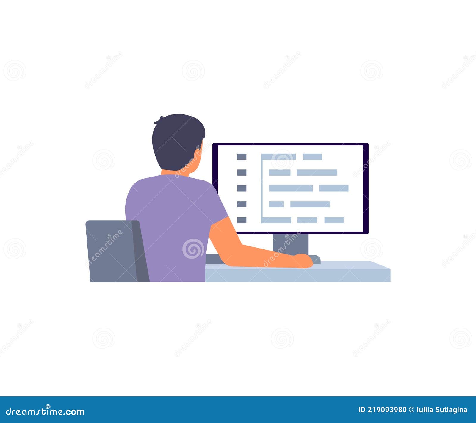 Man Programmer Back Working On His PC Computer. Coding And Programming ... Man Programmer Back Working On His PC Computer. Coding And Programming ...