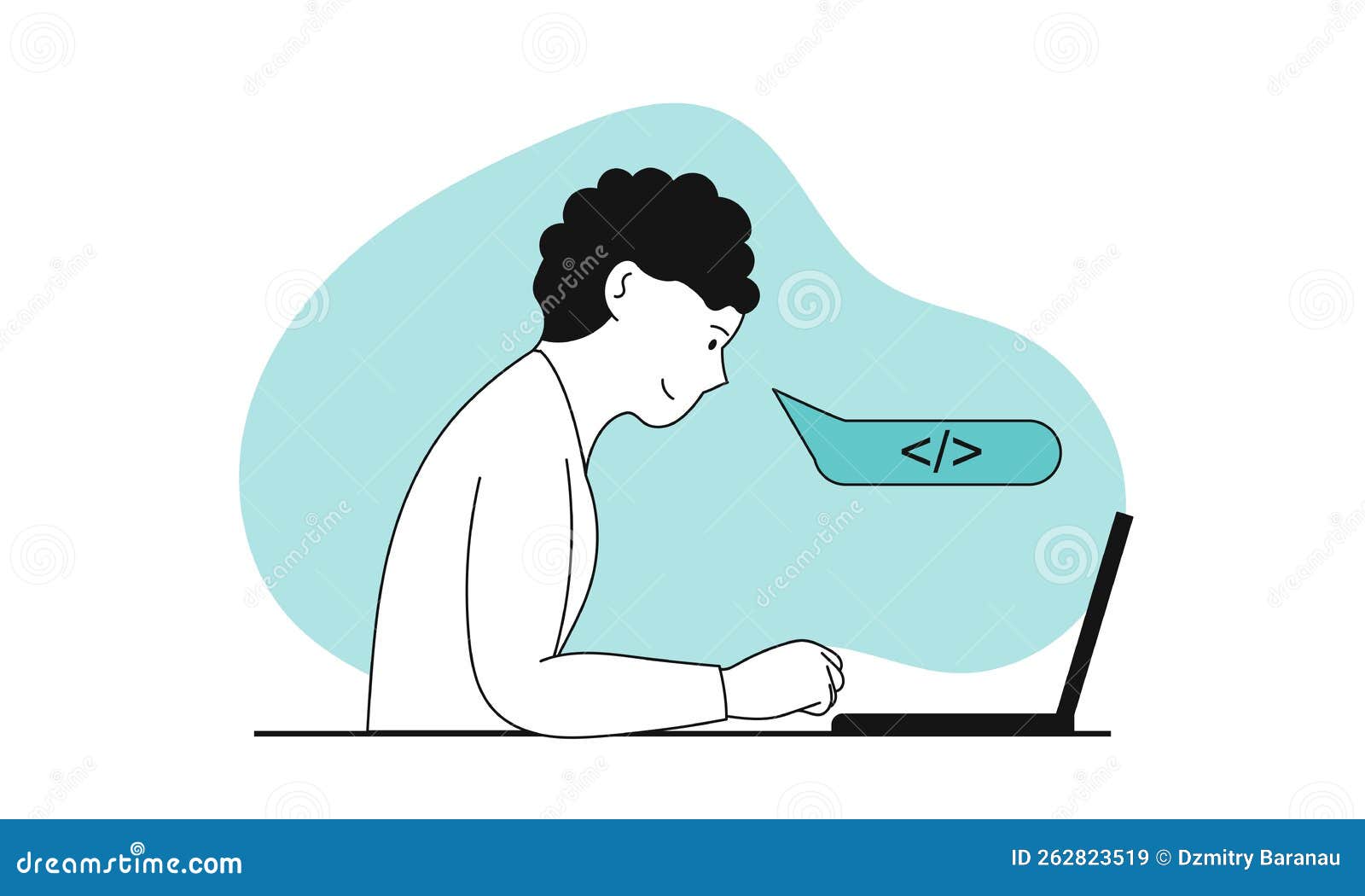 Man Programming Application at Laptop Vector Illustration Concept. Web Software Development and ...