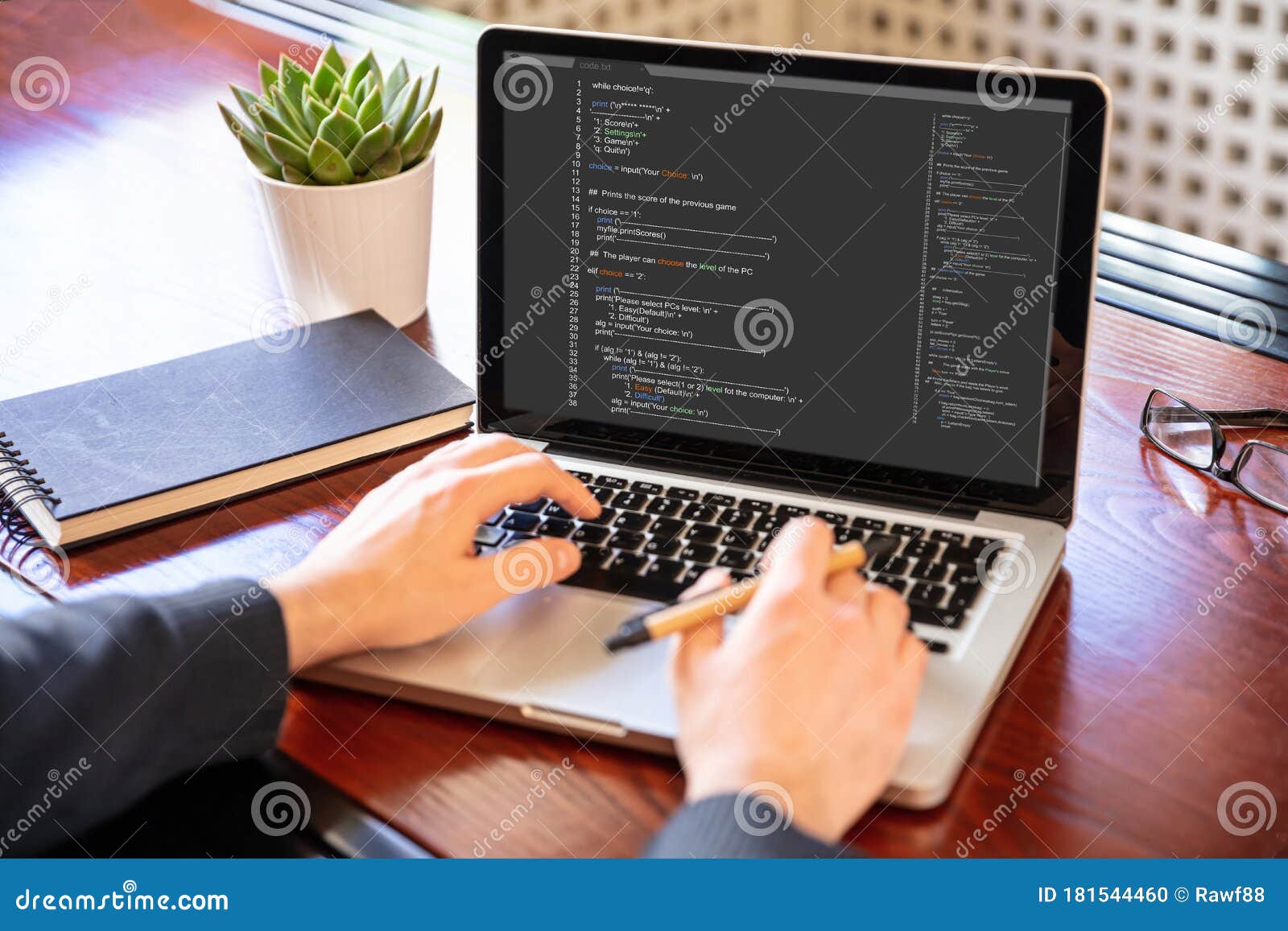 Man Programming on a Computer, Office Background Stock Photo - Image of ...
