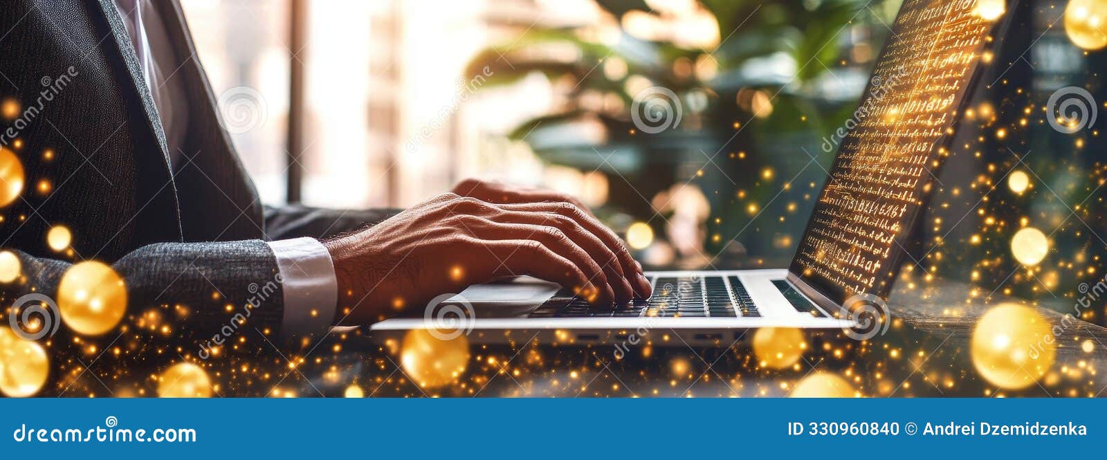 A Man Programming on a Laptop for Big Data Management, a Virtual ...