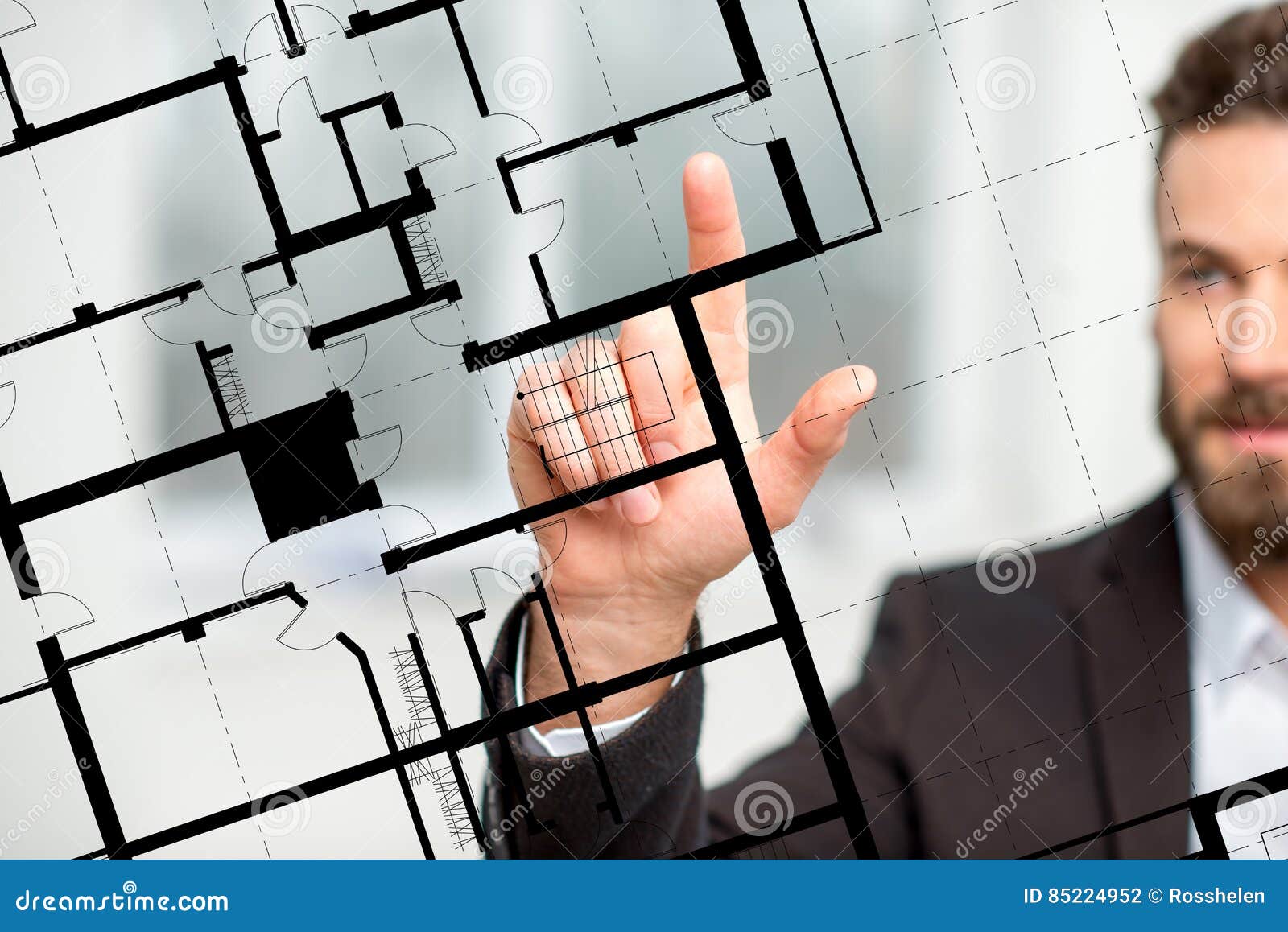 Man Projecting on the Virtual Screen Stock Photo - Image of person ...