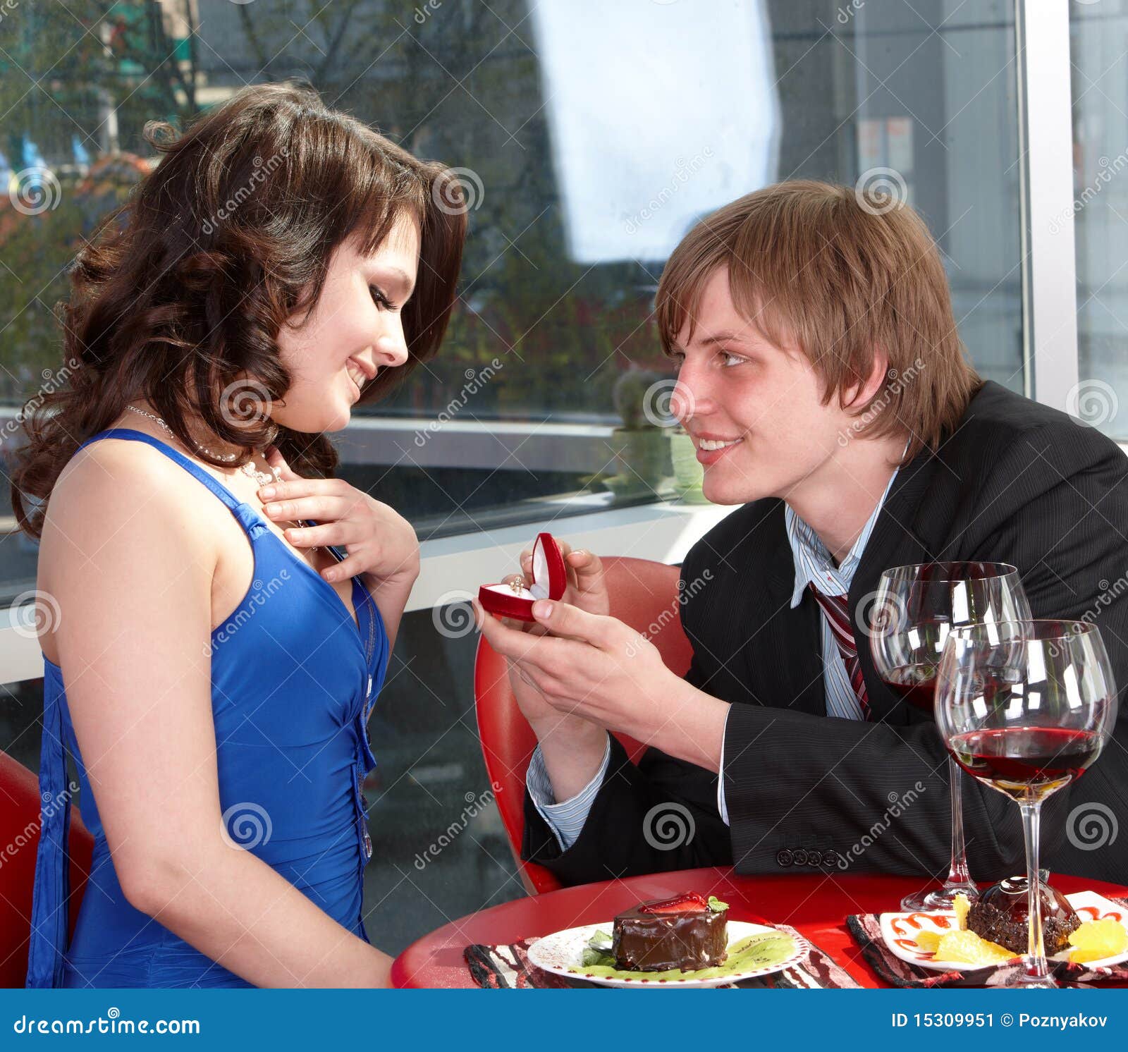 Man Propose Marriage To Girl. Stock Image - Image of coffee, girl: 15309951