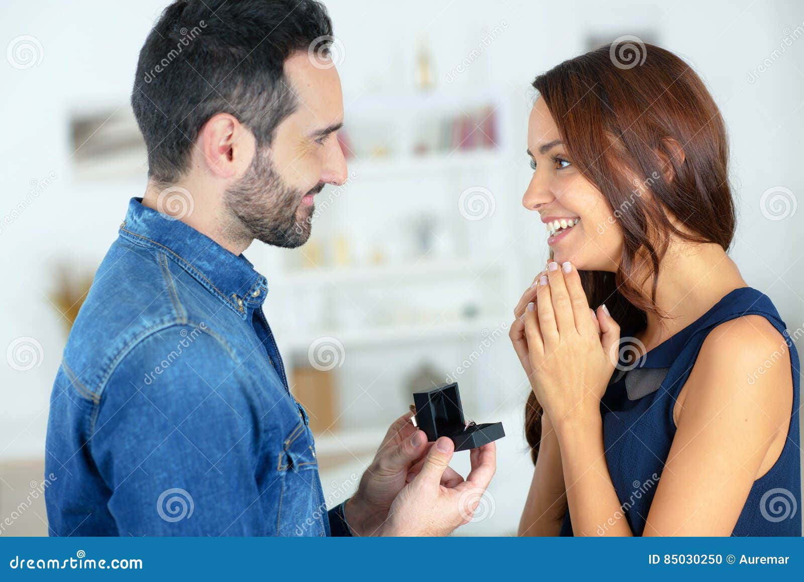 Man Proposing To Girlfriend Stock Photo - Image of excited, present ...