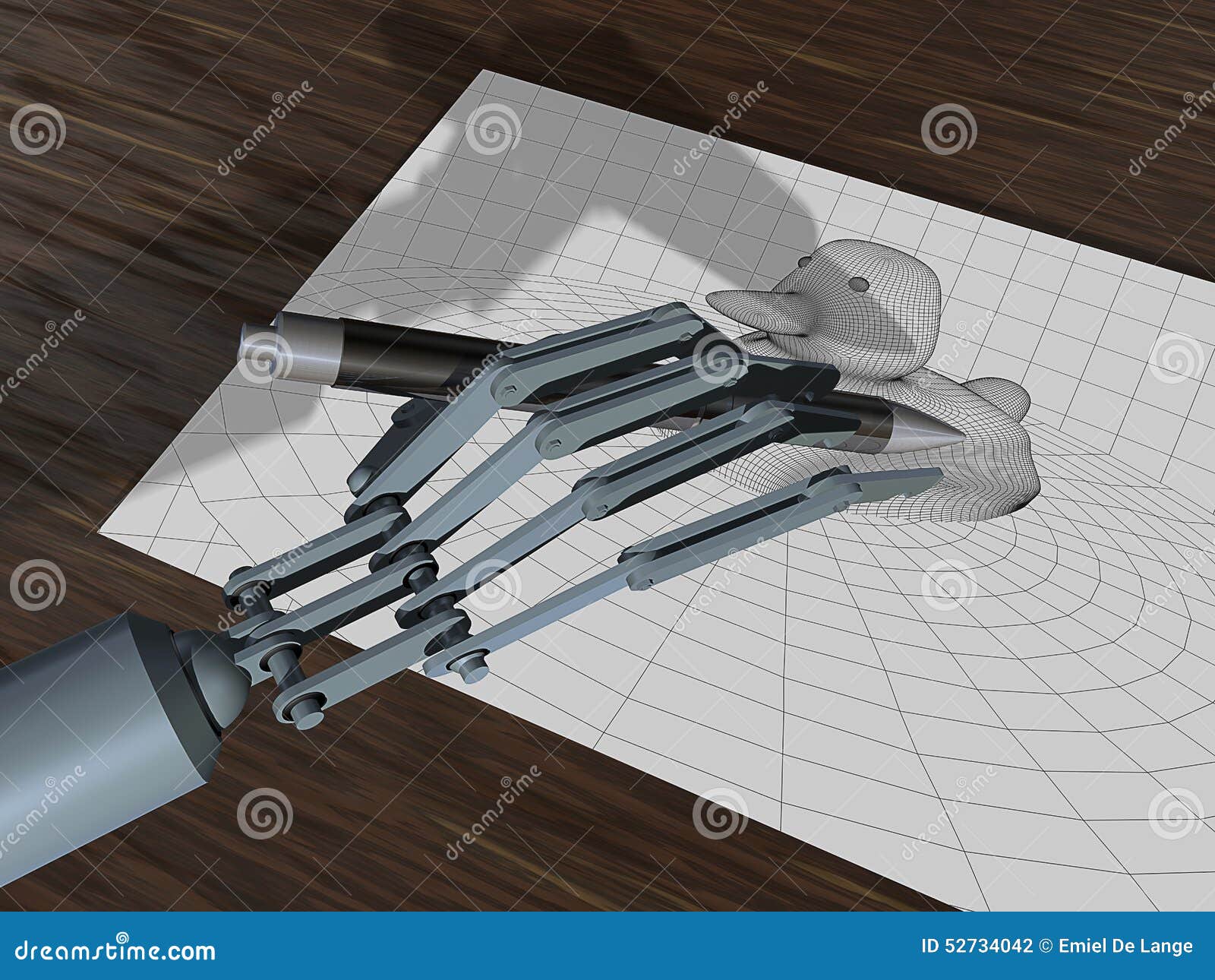 Man with Prosthetic Arm Draw a Duck Stock Illustration - Illustration ...