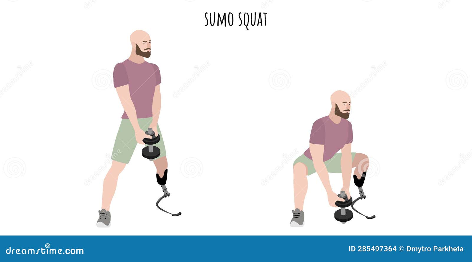 Man With A Prosthetic Leg Doing Sumo Squat Stock Illustration Illustration Of Unity Fairness