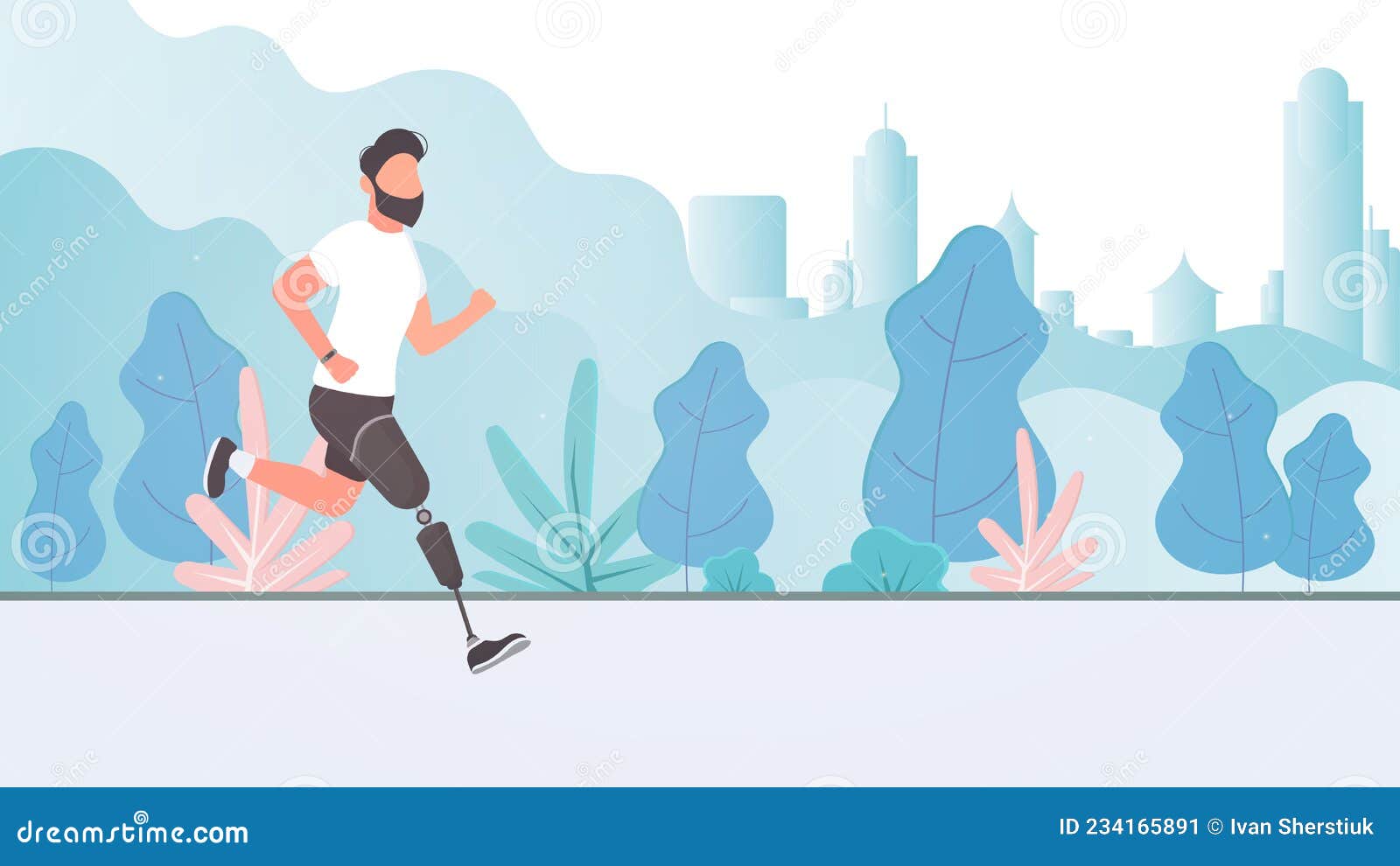 A Man with a Prosthetic Leg is Running. Vector. Stock Vector ...