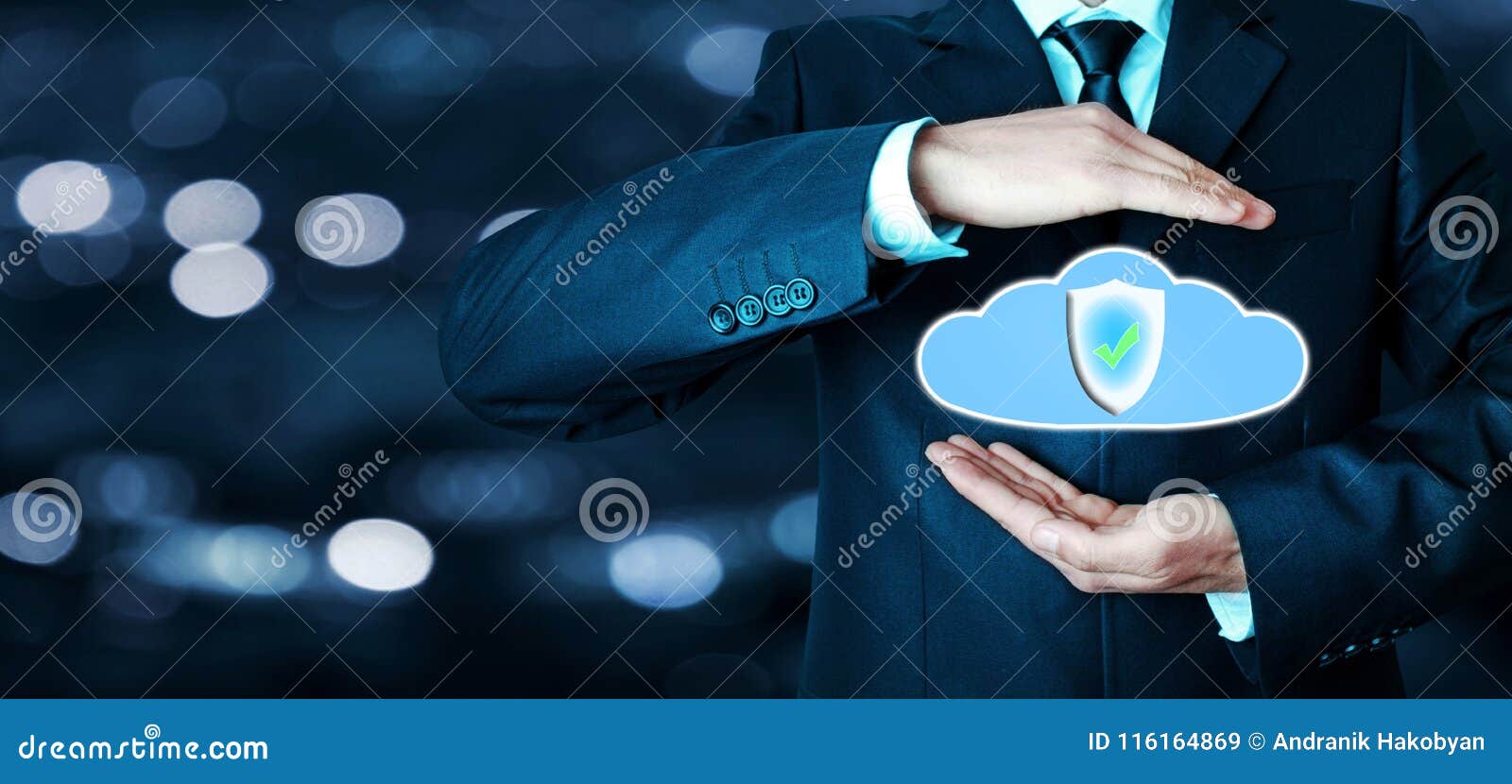 Man Protect a Data Cloud. Cloud Information Data Protection Stock Image ...