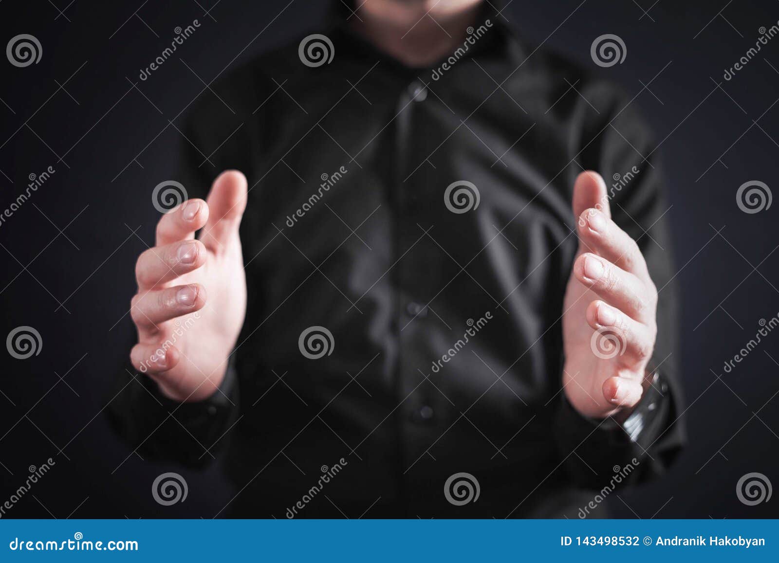 Man with Protecting Hands. Protecting Gesture Stock Photo - Image of ...