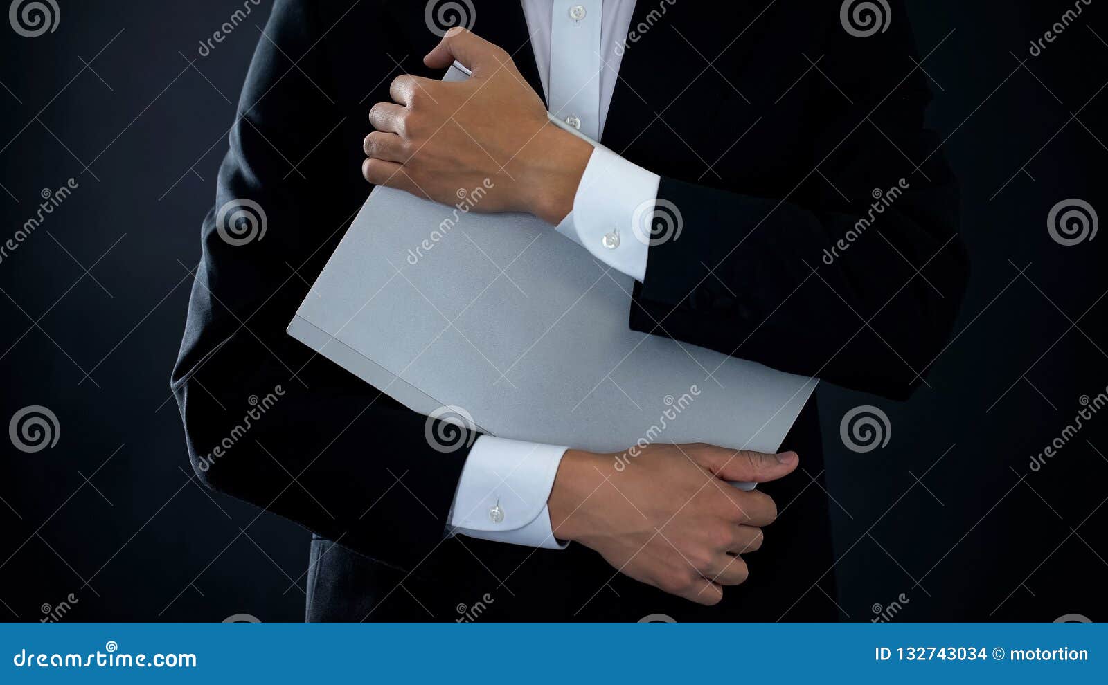 Man Protecting Laptop Computer Information Security Antivirus Private
