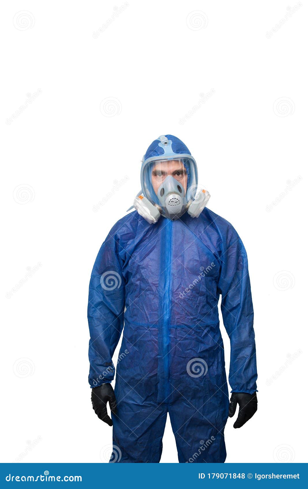 A Man in a Protective Blue Suit and Mask Stock Photo - Image of clinic ...