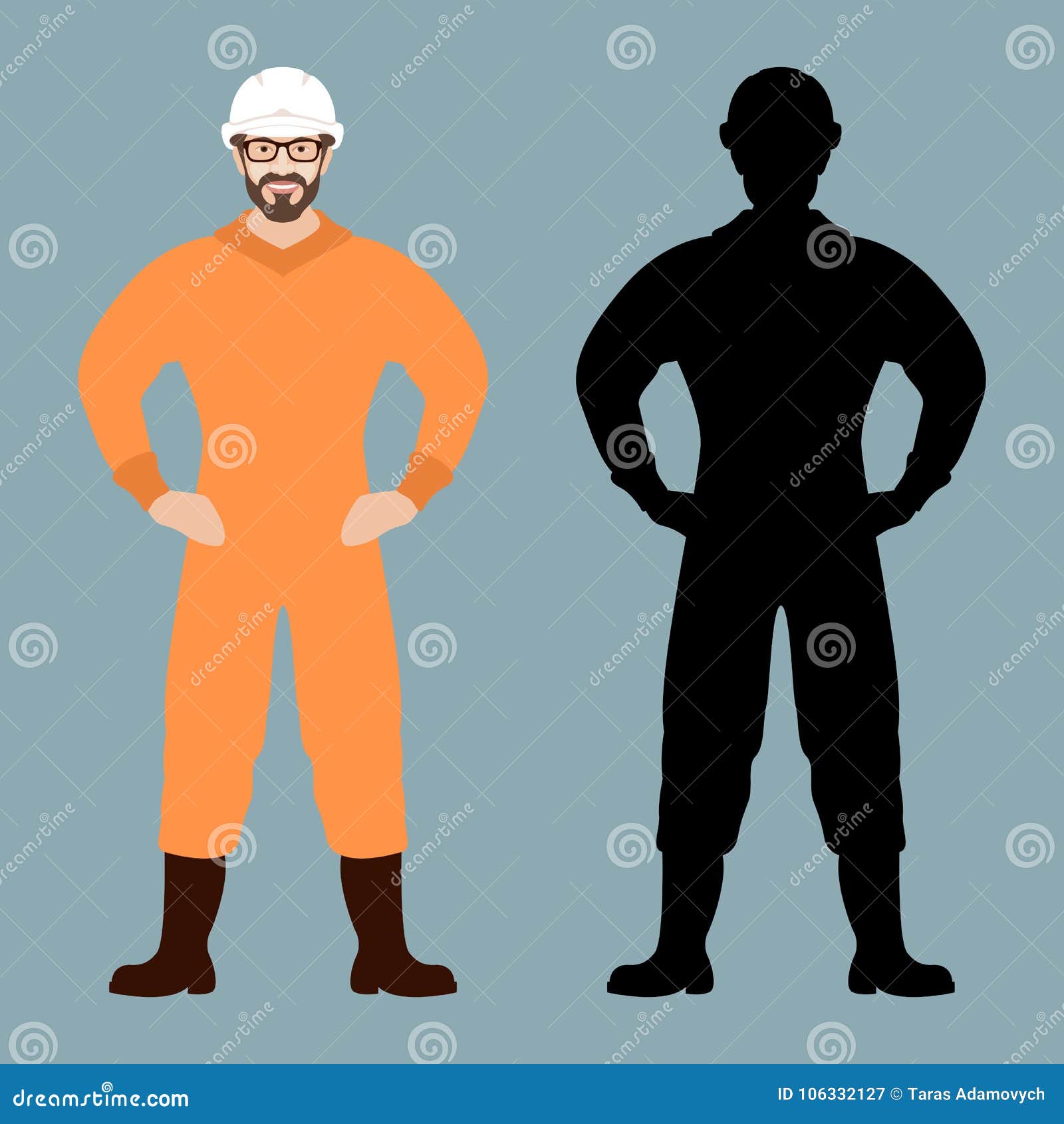 Man in Protective Overalls Vector Illustration Flat Style Front Stock ...