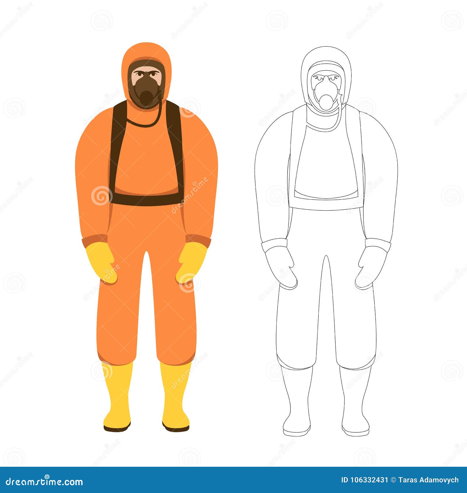 Man in Protective Overalls Vector Illustration Flat Style Front Stock ...