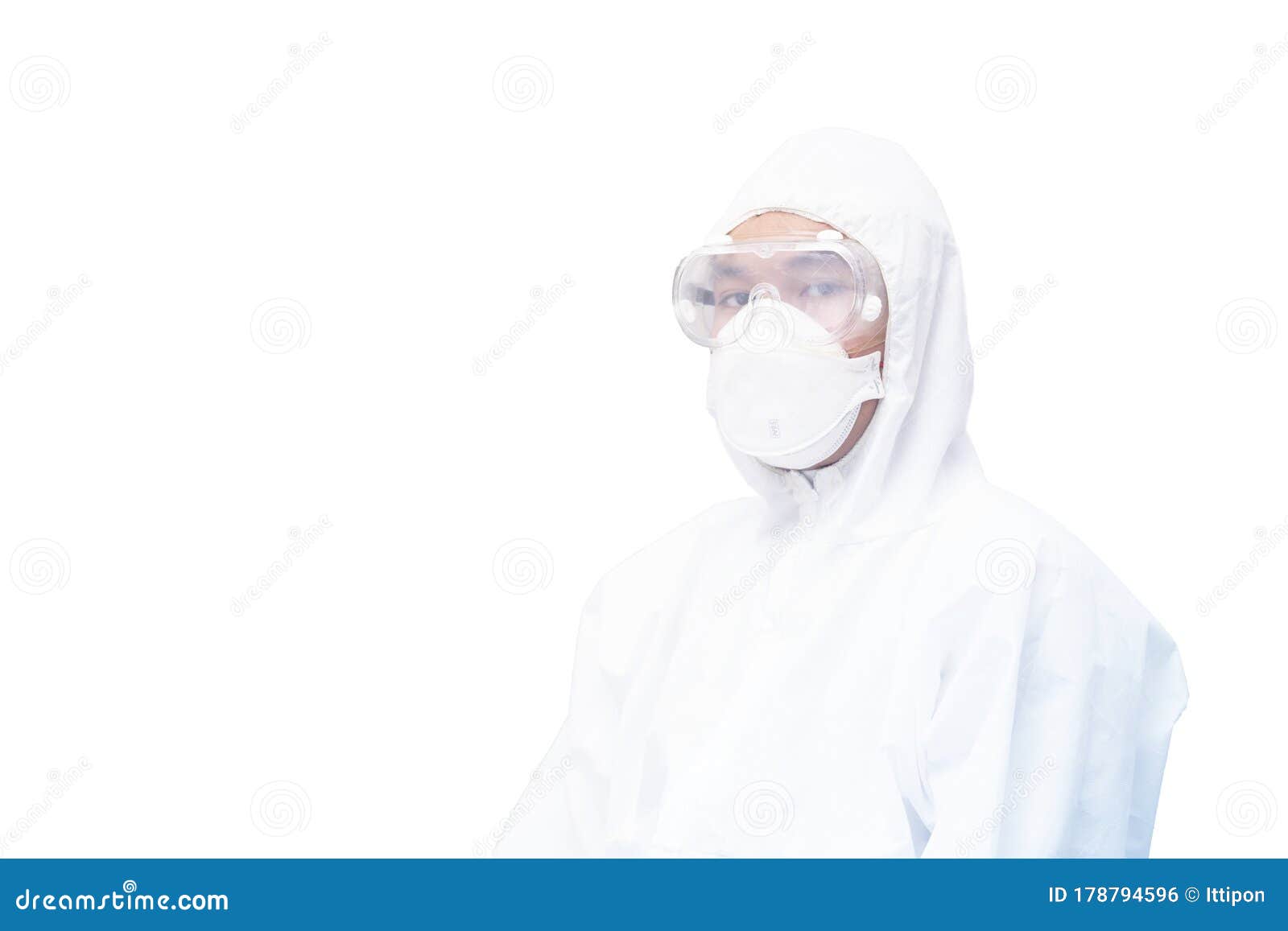 Man in Protective PPE Suit Wearing Medical Mask and Eyeglasses Stock ...