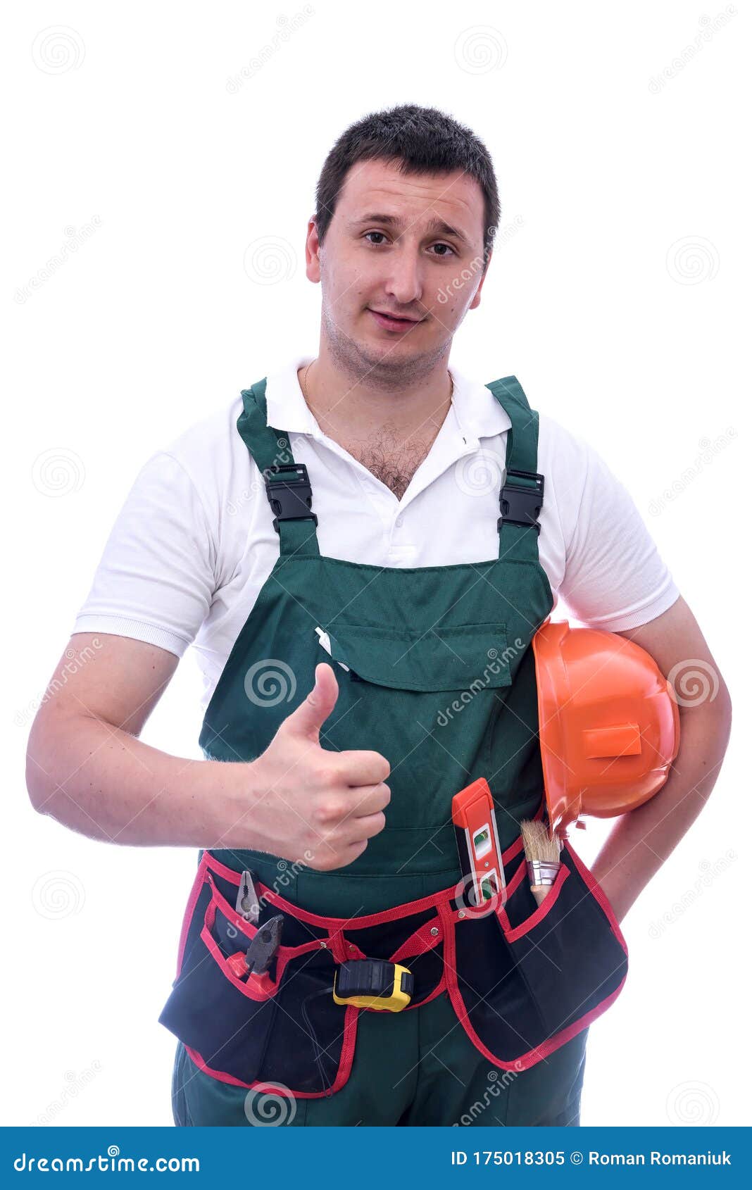 Man in Protective Uniform with Helmet Isolated on White Stock Image ...
