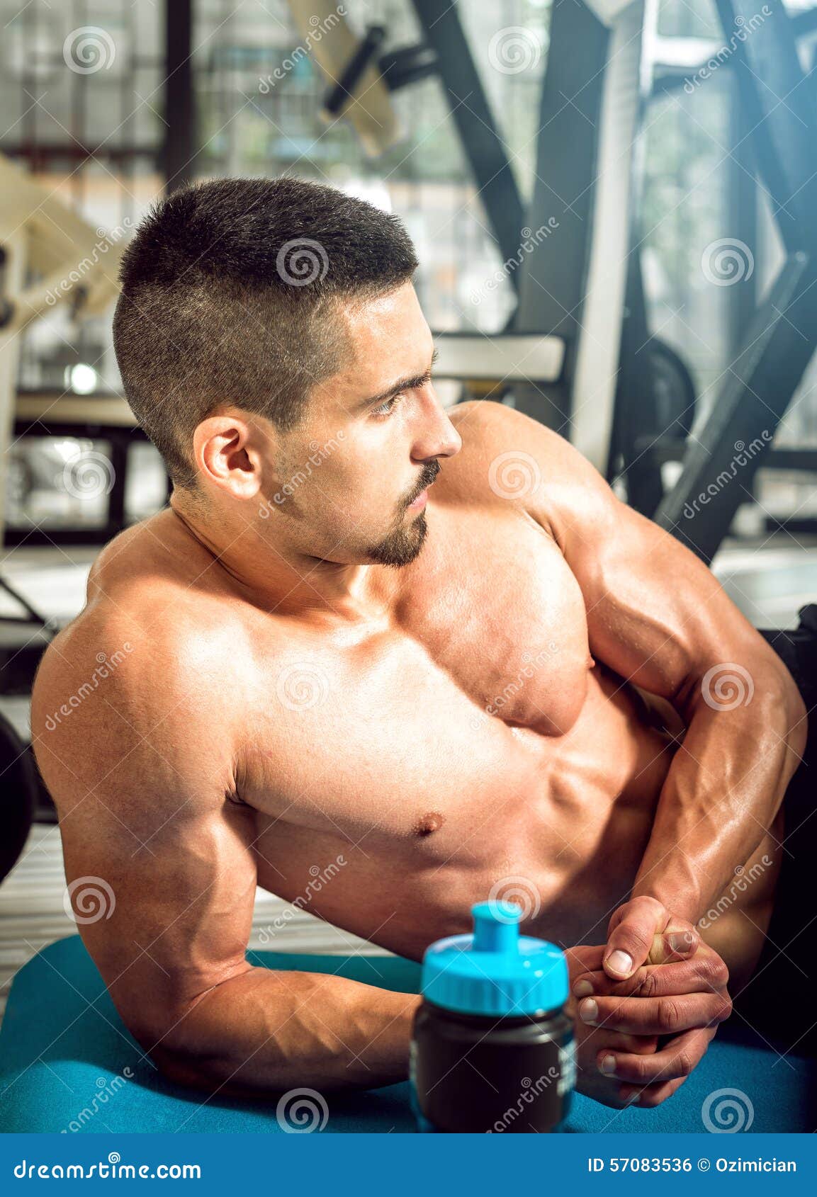 Man with protein shake stock photo. Image of exercise - 57083536