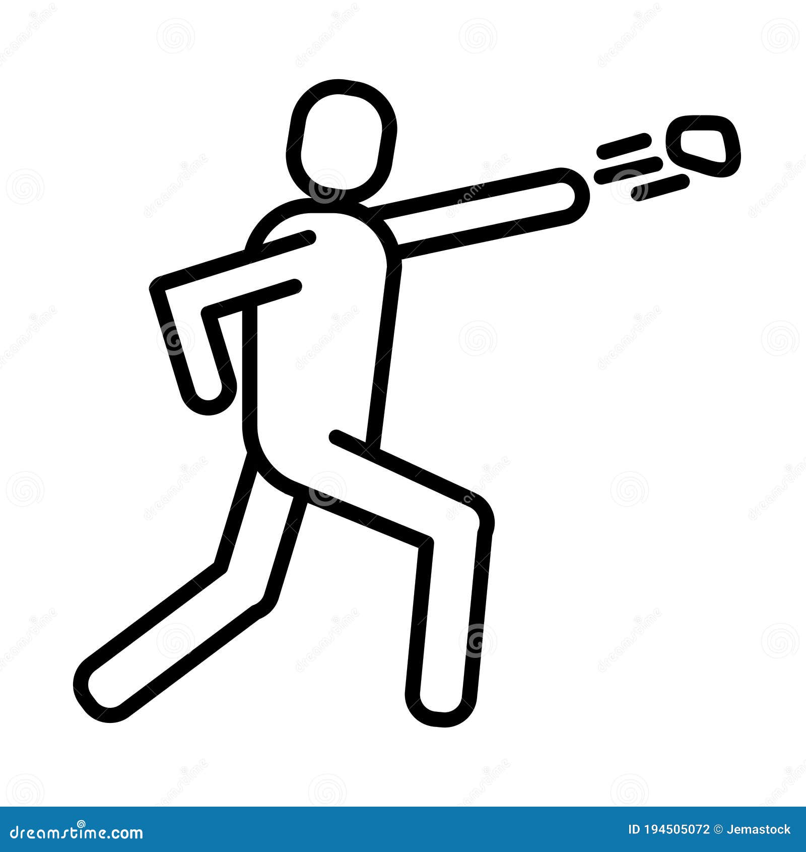 Man Protesting Throwing Rock Line Style Icon Stock Vector ...