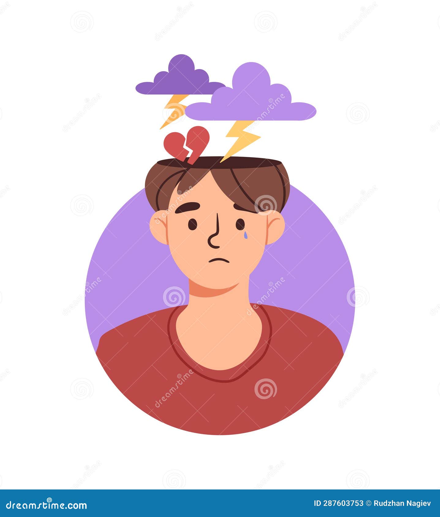 Man with Psychological Problems Vector Concept Stock Vector ...