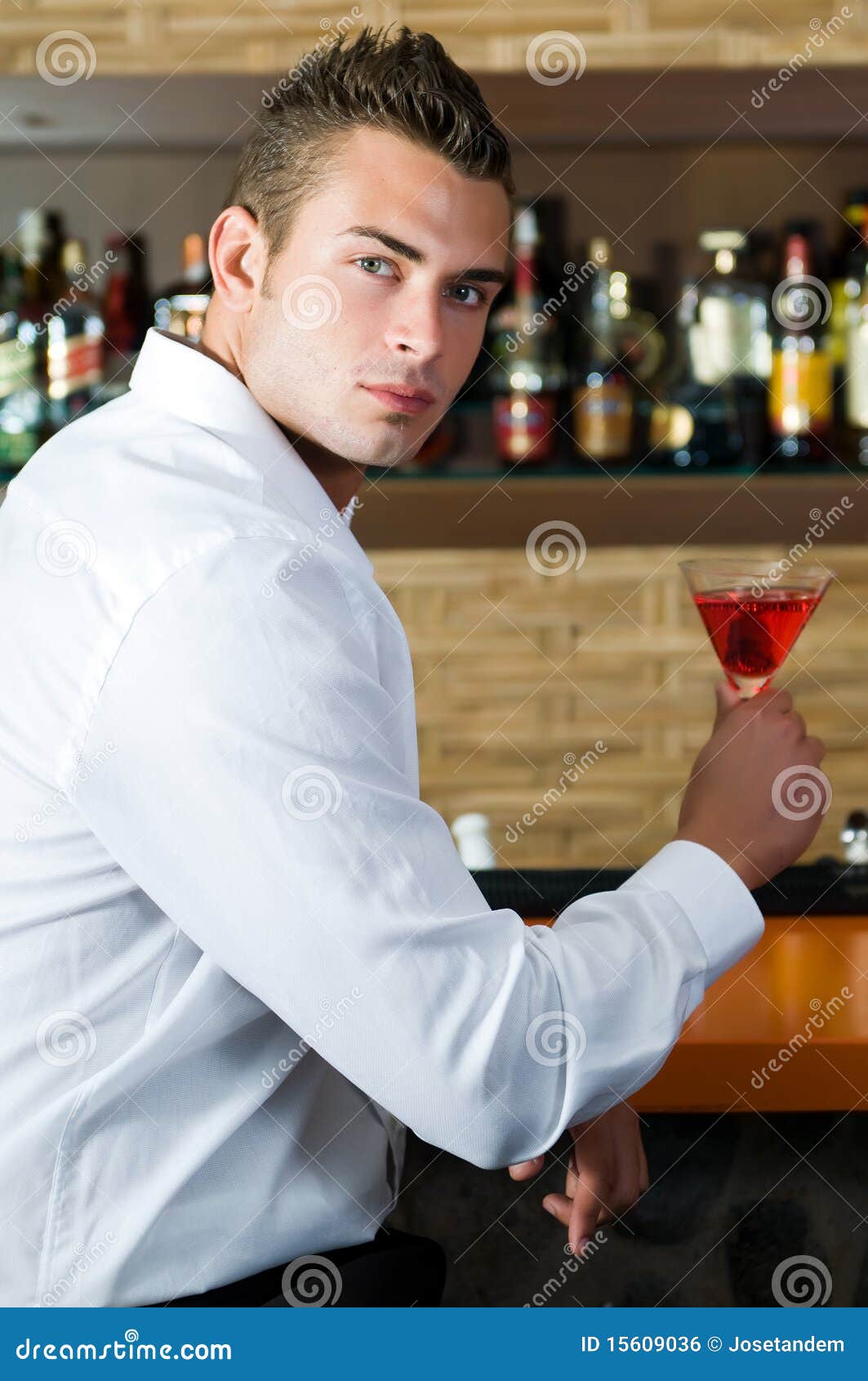 Man in a Pub with Martini Waiting Stock Photo - Image of model ...
