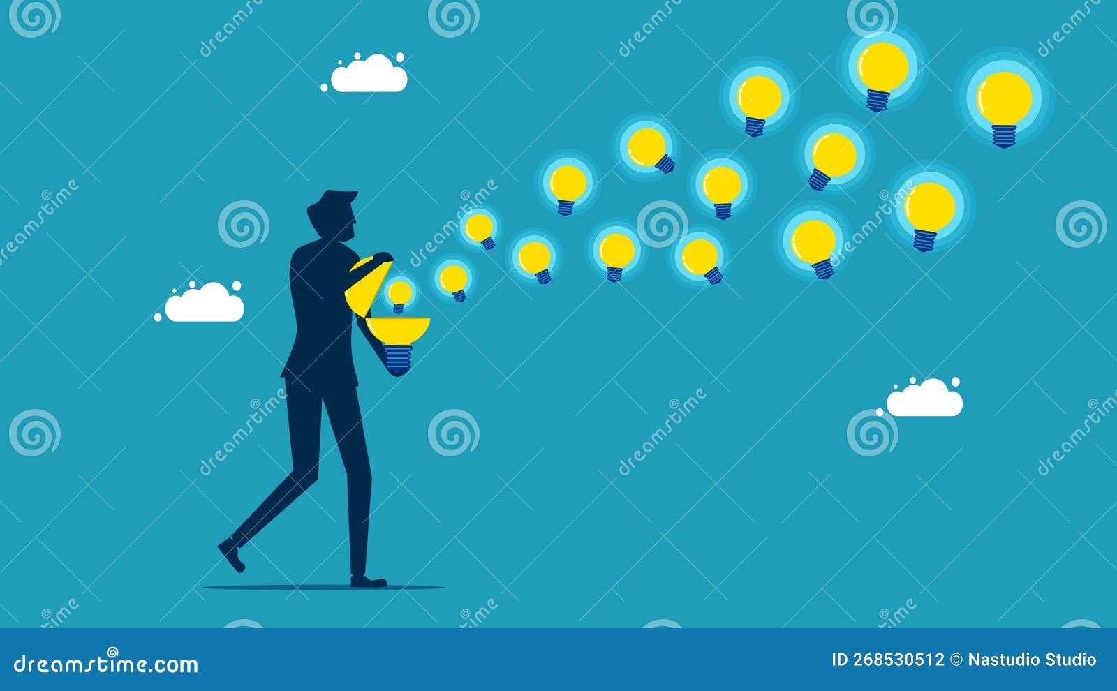 Man Publishing a Light Bulb of Ideas. Provide Knowledge and ...