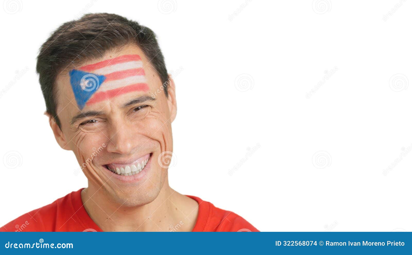 Man with a Puerto Rican Flag Painted on the Face Smiling Stock Photo ...