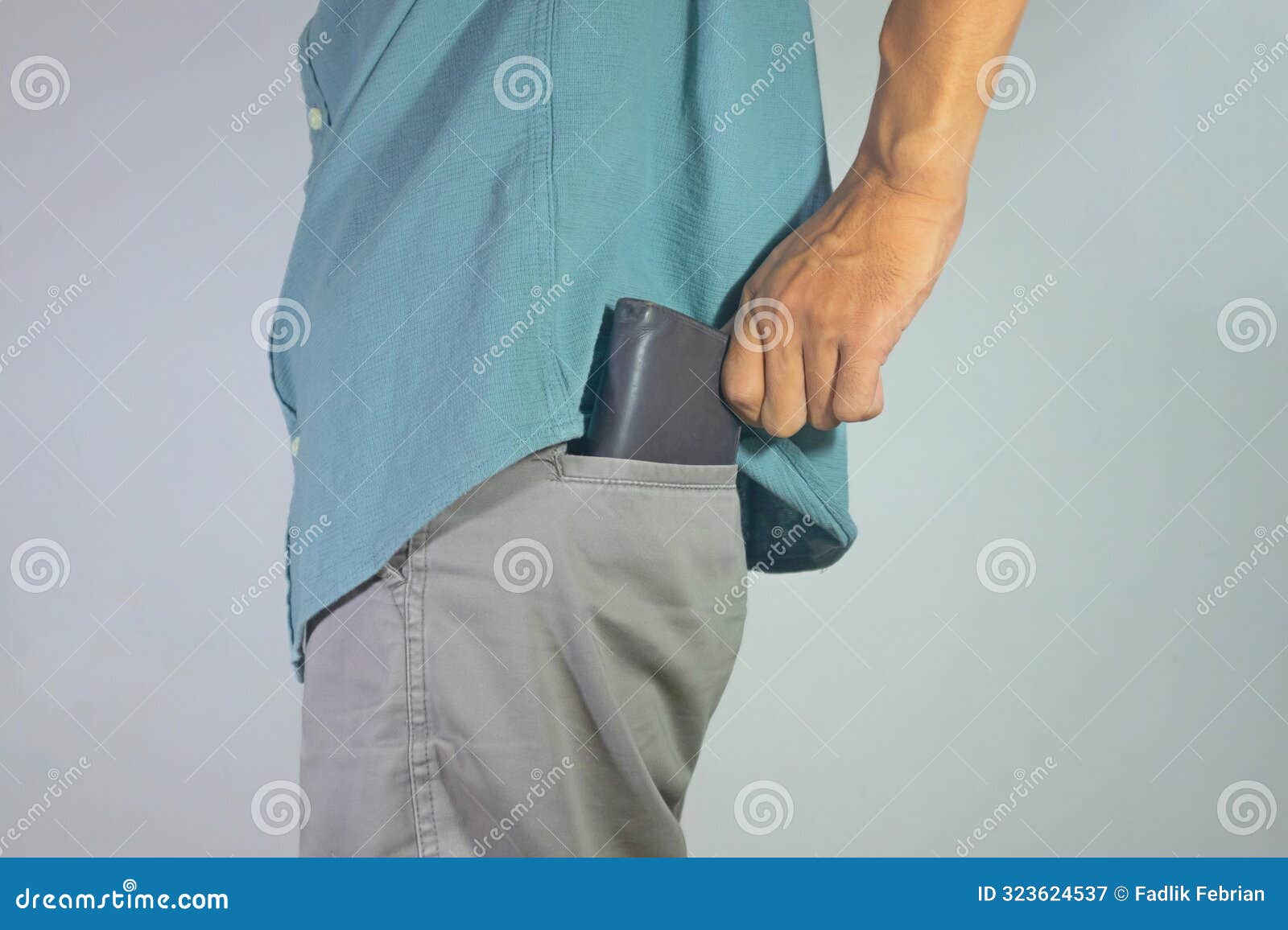 Man Pull Out His Leather Wallet from Back Pocket Pant Stock Image ...