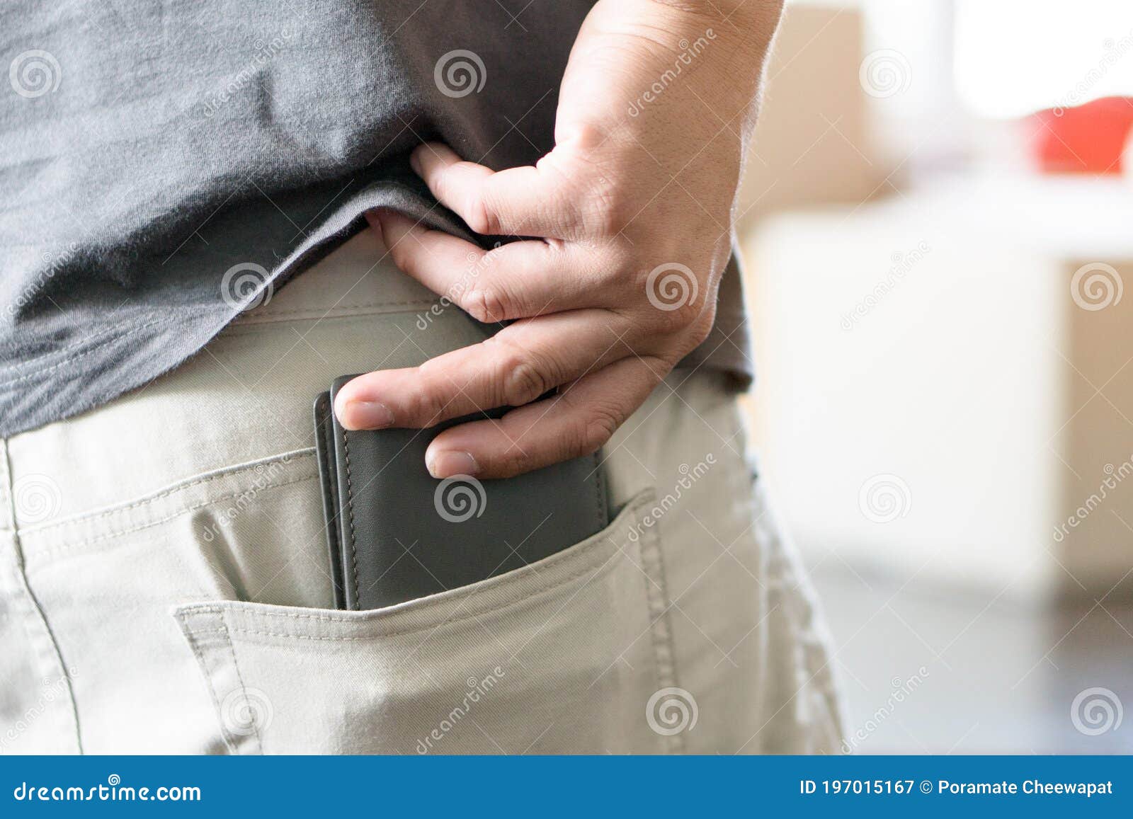 Man Pull Out His Wallet from Back Pocket Pant Stock Image - Image of ...