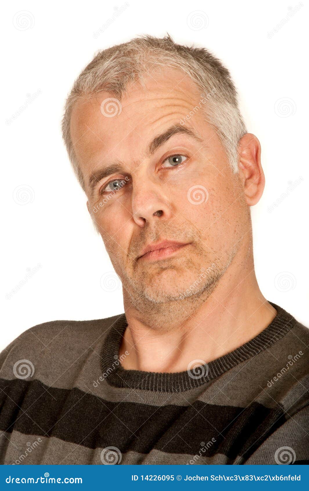Man with pulled up eyebrow stock image. Image of model - 14226095