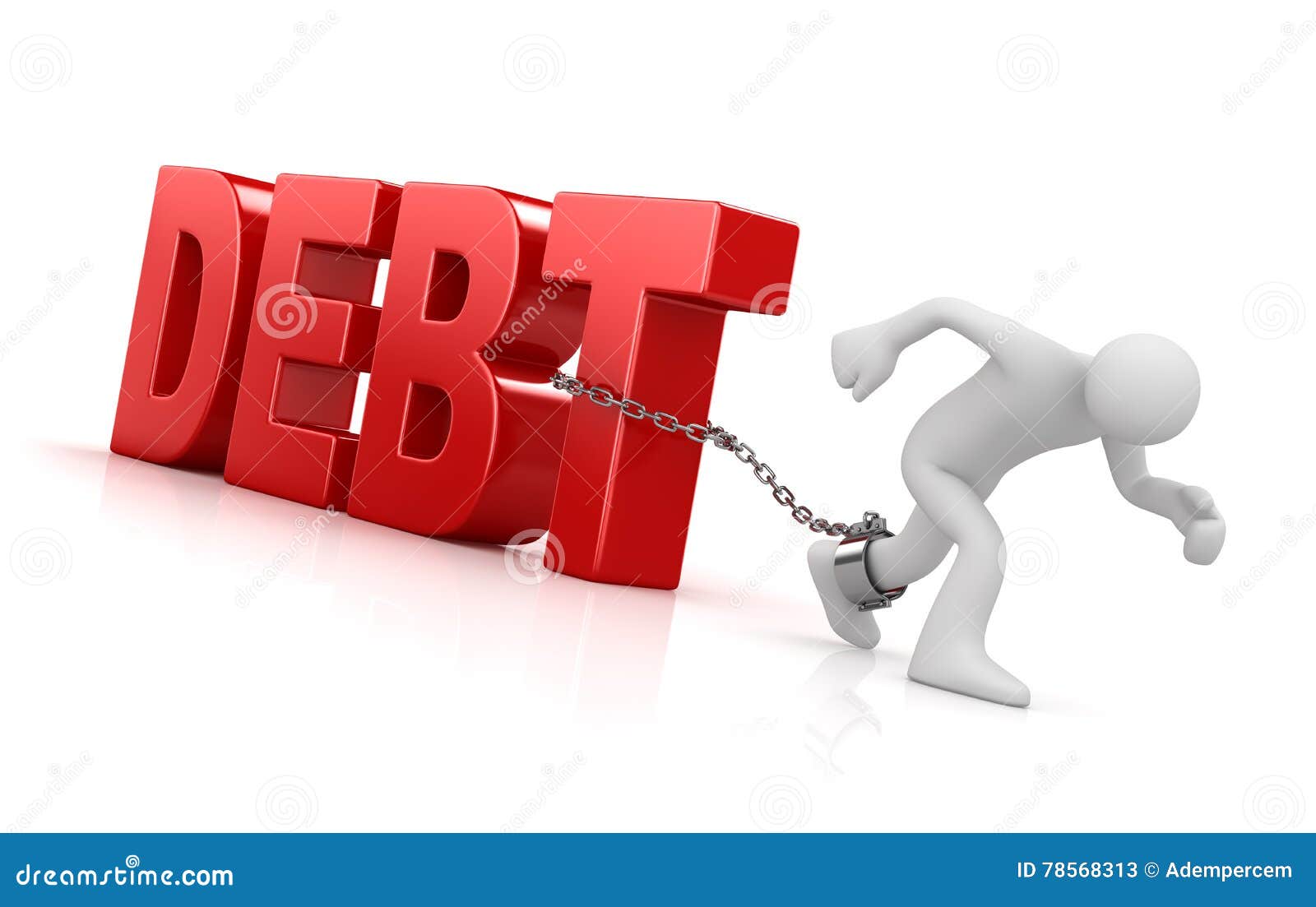 The Debt Text And Money Symbol For Business Concept 3d Rendering ...