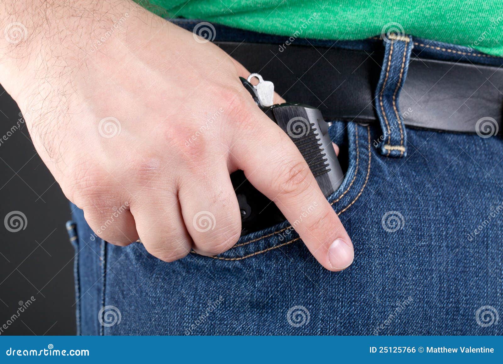 Man Pulling Gun Out of Pocket Stock Photo - Image of weapon, horizontal ...