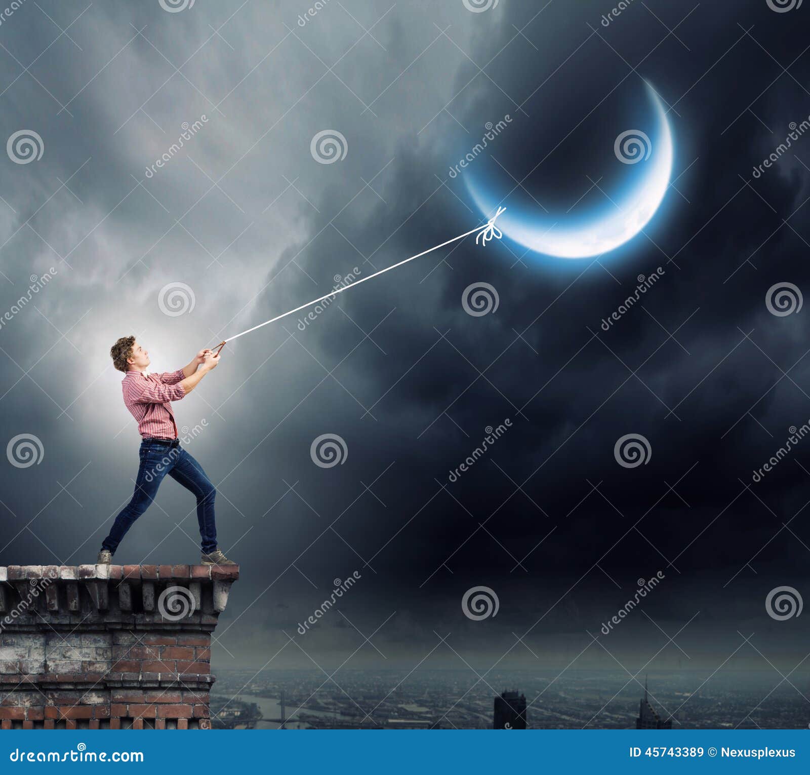 Man Pulling Moon Stock Photography | CartoonDealer.com #46506380
