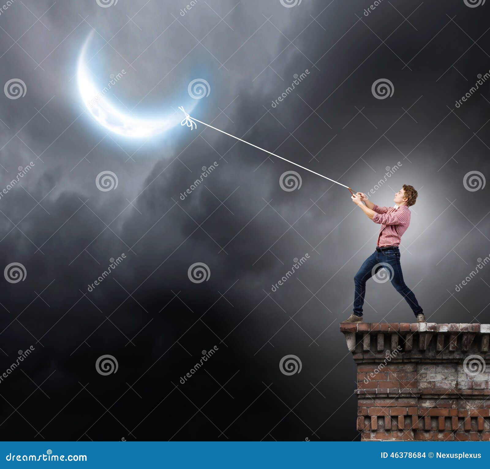 Man Pulling Moon Stock Photography | CartoonDealer.com #46506380