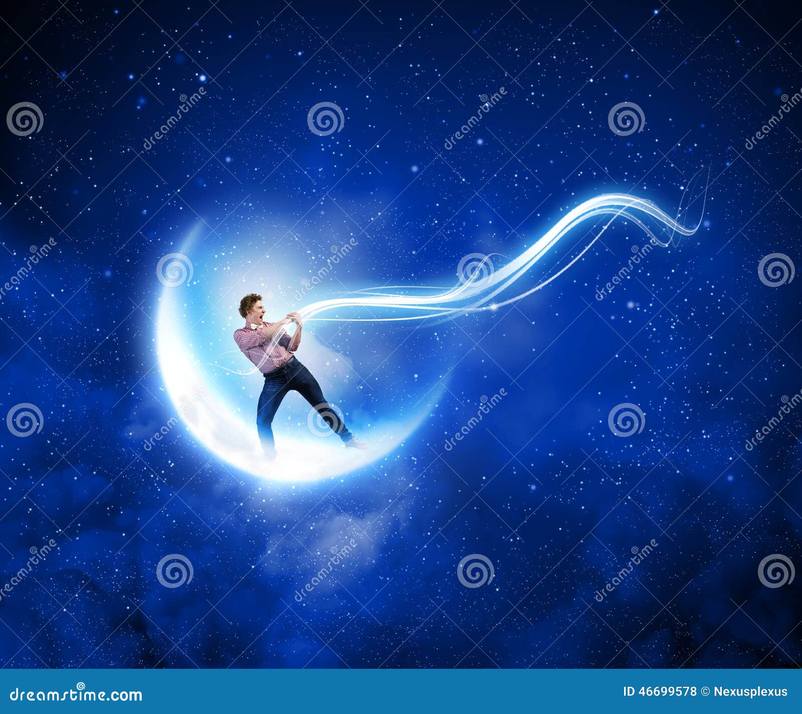 Man Pulling Moon Stock Photography | CartoonDealer.com #46506380