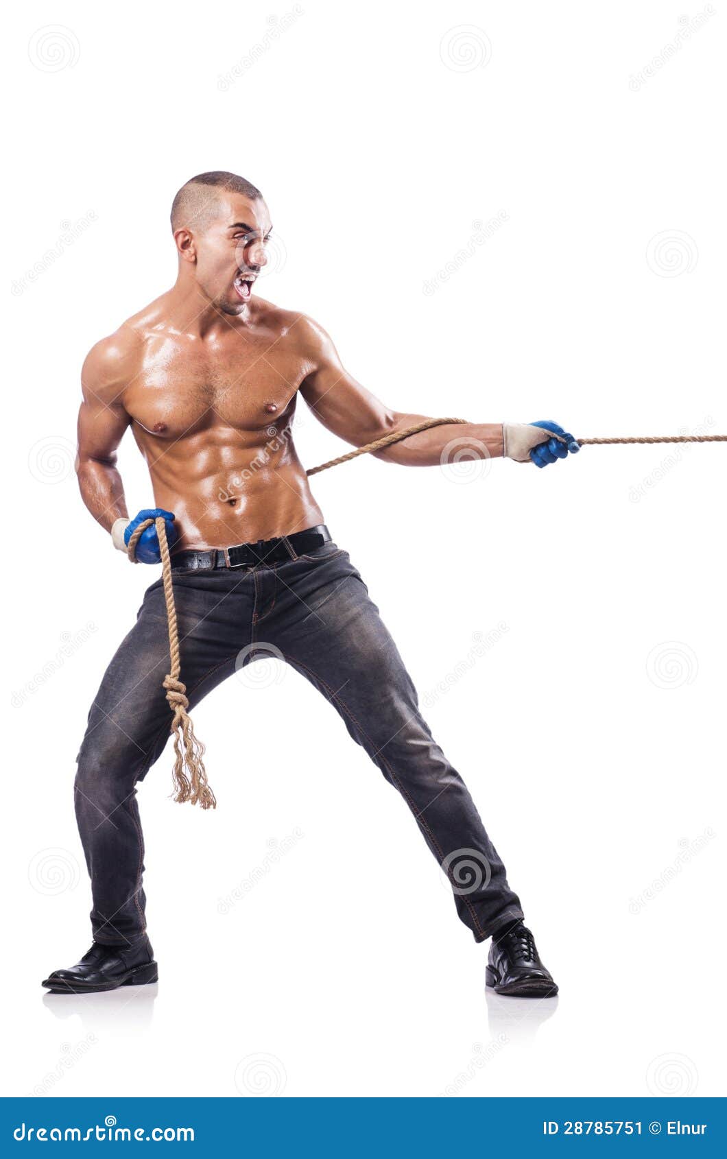 Man pulling the rope stock image. Image of force, group - 28785751