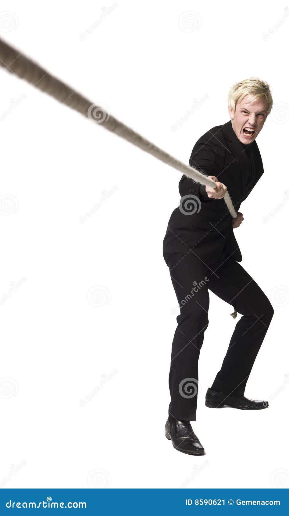 Man pulling a rope stock image. Image of scream, focus - 8590621