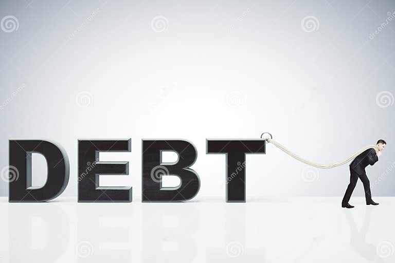 Man Pulling a Rope the Debt Burden Concept Stock Photo - Image of ...