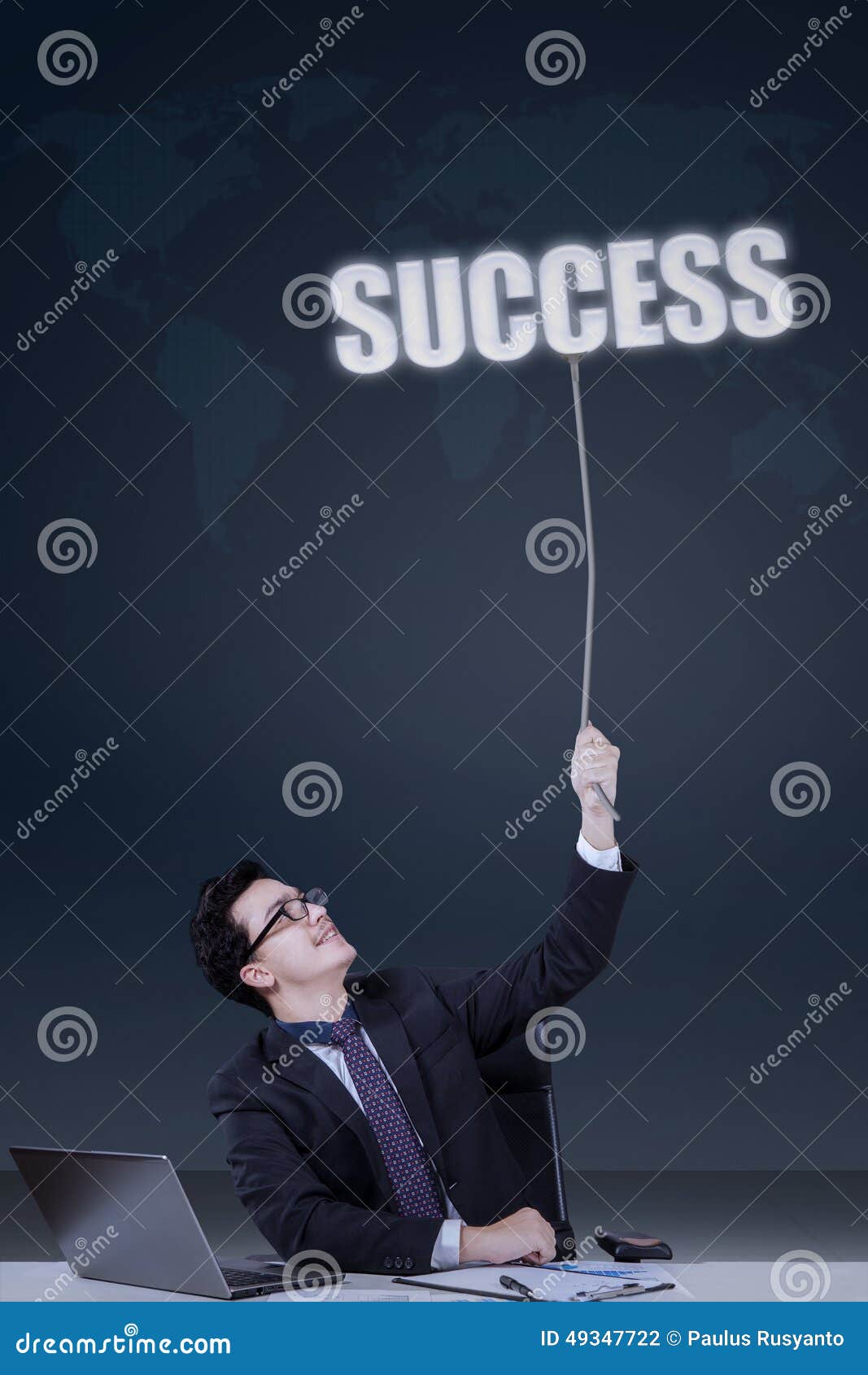 Man Pulling a Success Text in Office Stock Photo - Image of manager ...