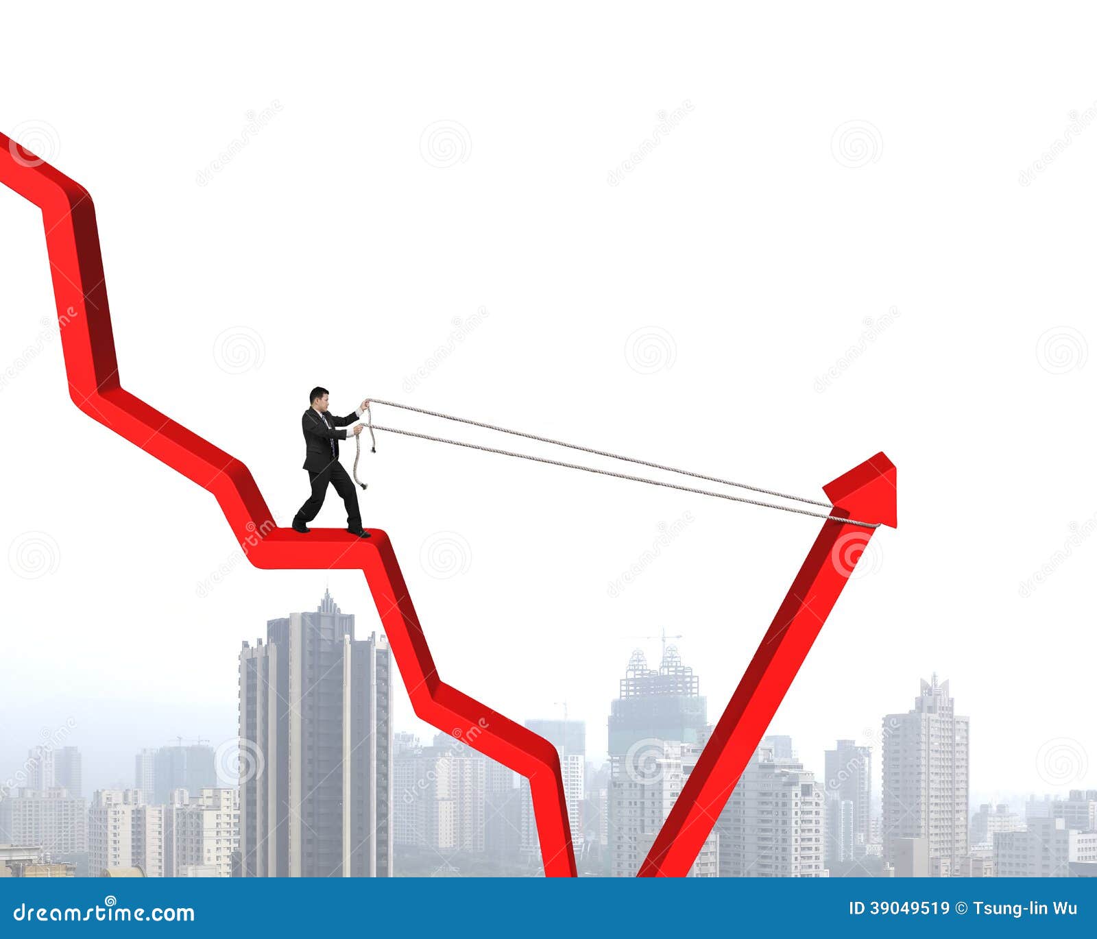 Man pulling up red arrow stock image. Image of isolated - 39049519