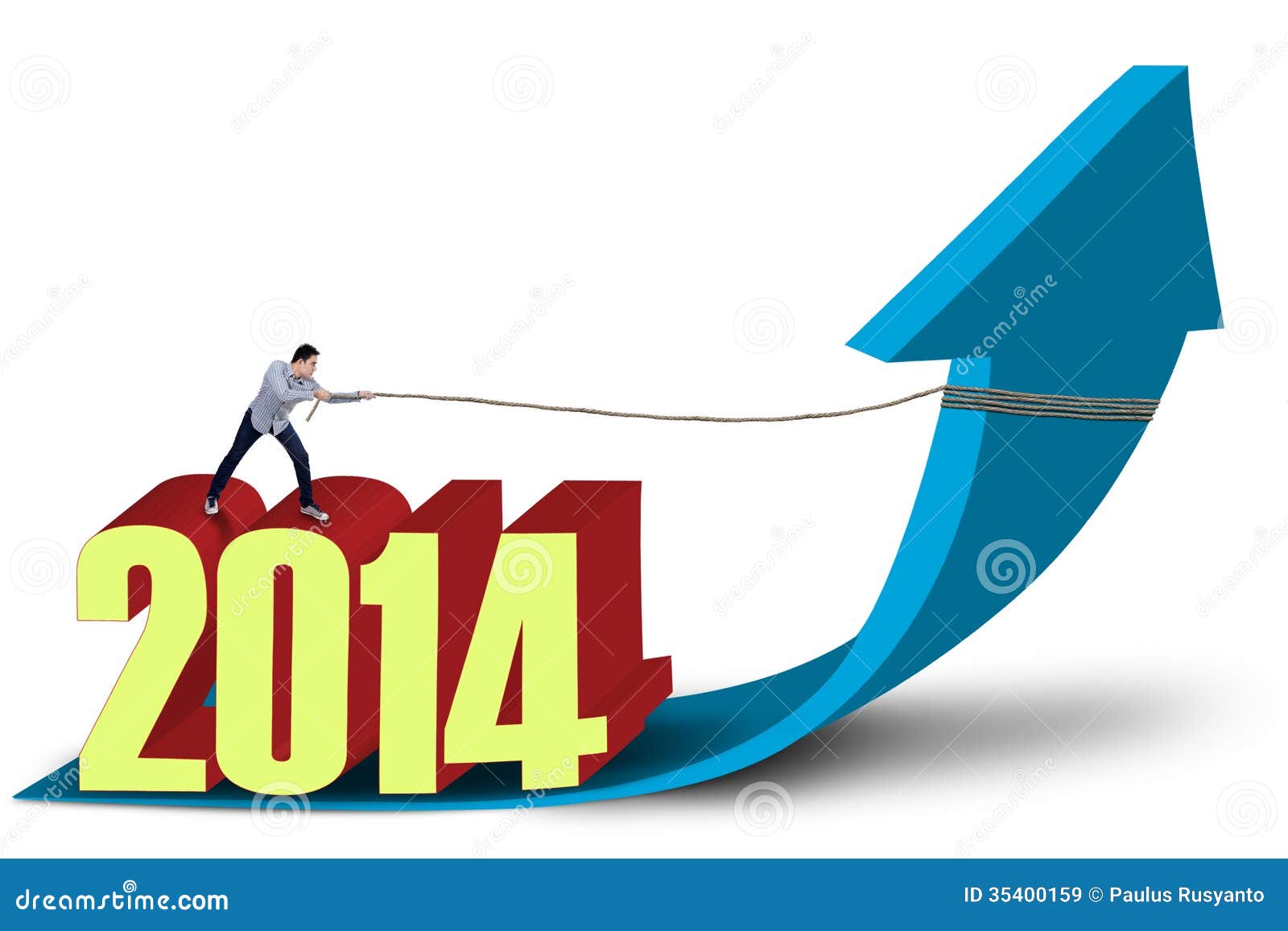Man Pulls 2014 on Arrow Sign Stock Illustration - Illustration of ...