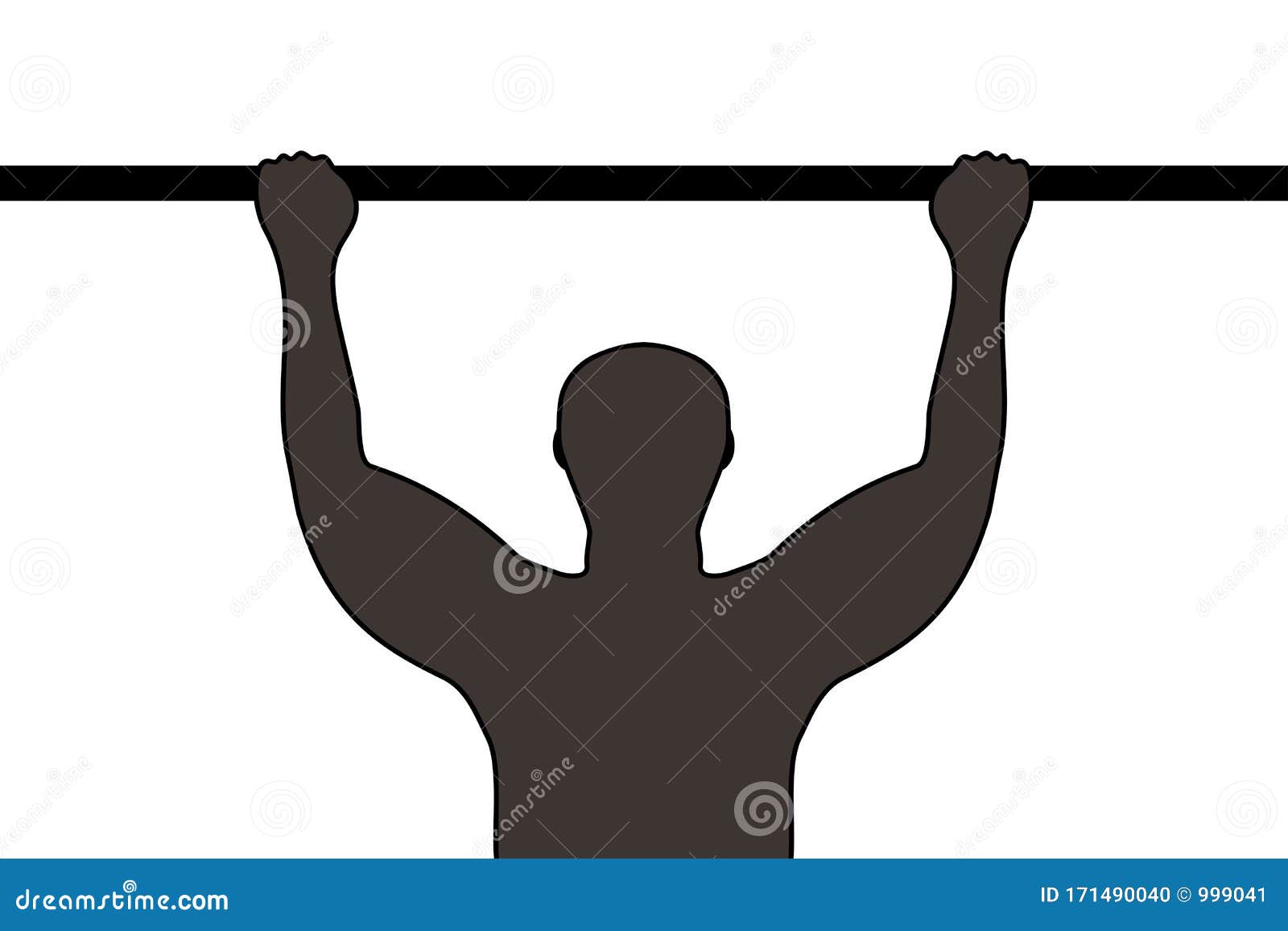Man Pulls Himself Up on a Horizontal Bar, Silhouette. on a White ... Man Pulls Himself Up on a Horizontal Bar, Silhouette. on a White ...