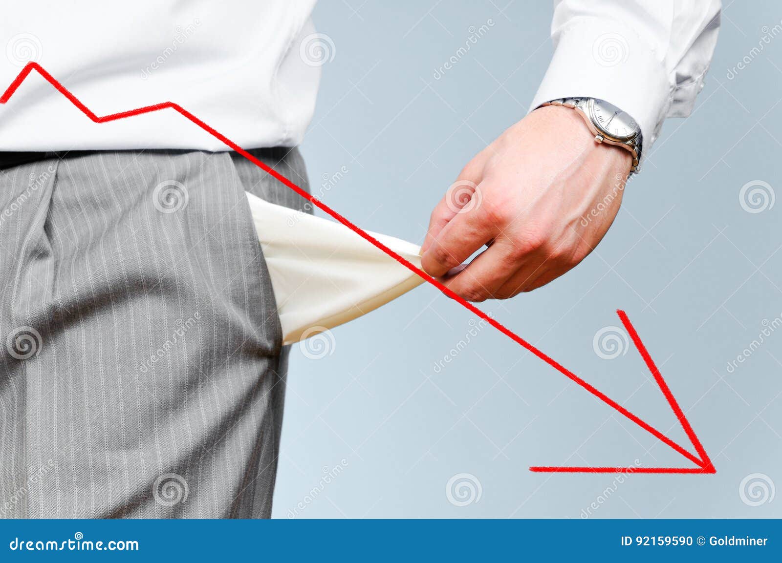 Man Pulls Out Empty Pockets Stock Photo - Image of financial ...