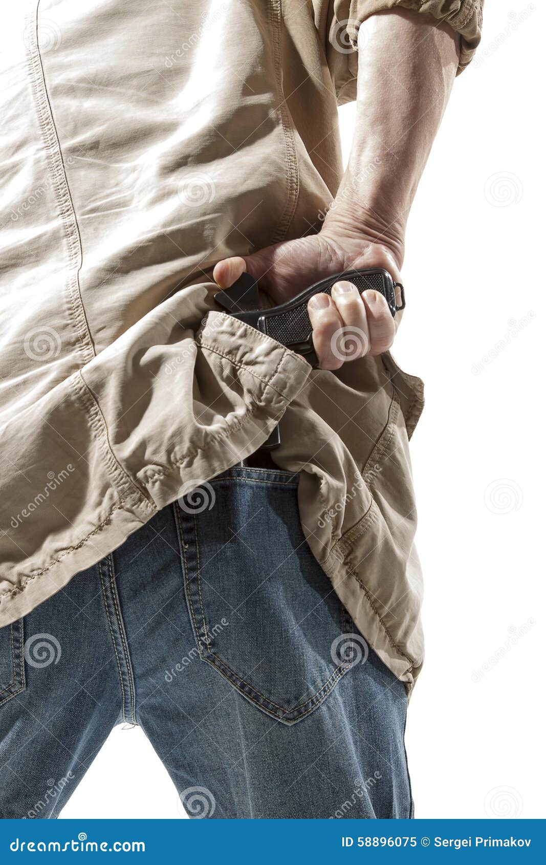 Man Pulls Out a Gun from His Back Stock Image - Image of burglar ...