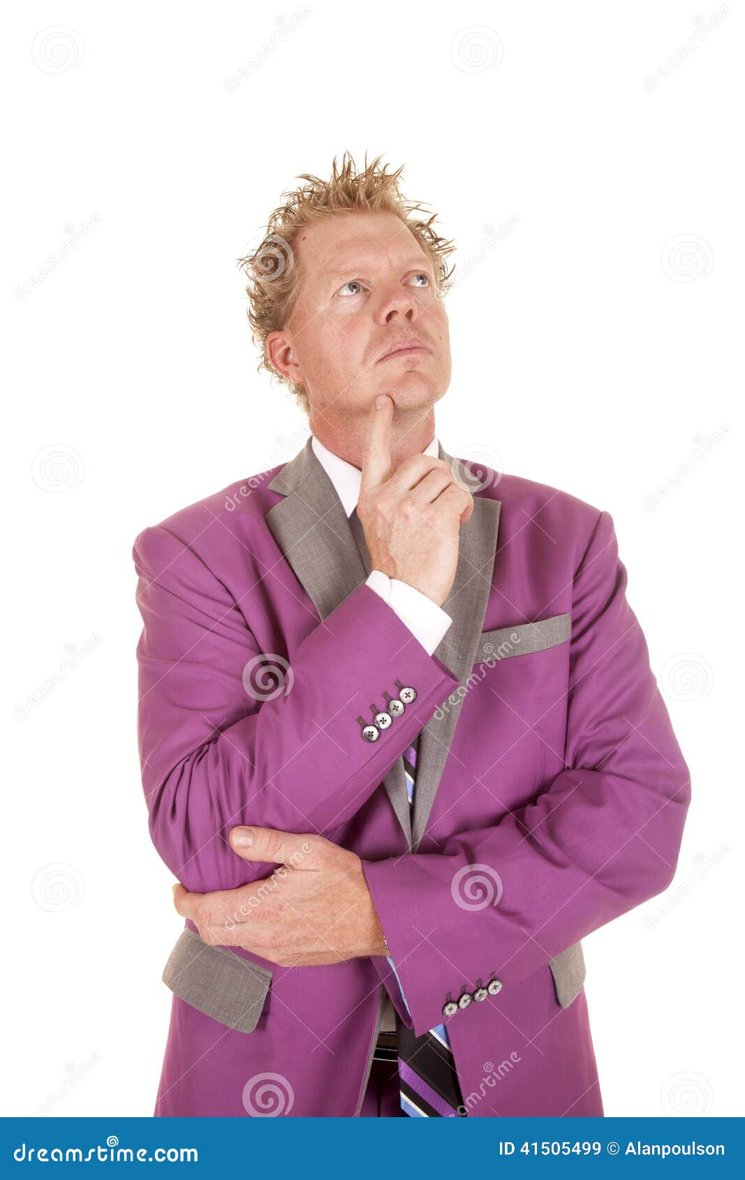 Man Purple Suit Stand Thinking Stock Image - Image of buttons, funny ...